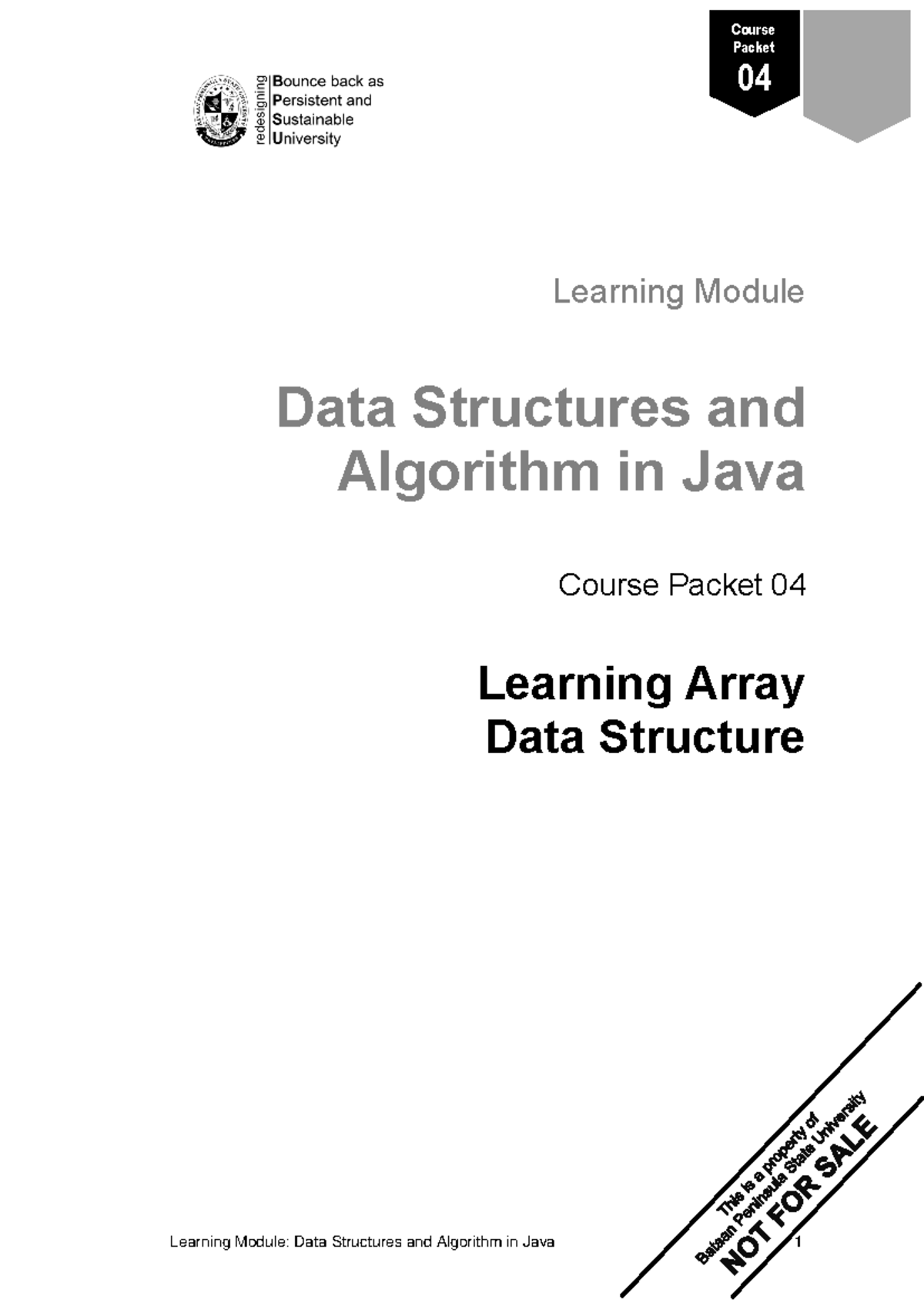 CP04-Learning Array Data Structure - Packet 03 Course Packet 04 ...