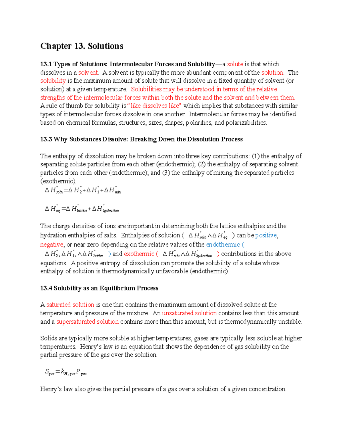 Chapter 13 review - Lecture notes 13 - Chapter 13. Solutions 13 Types ...