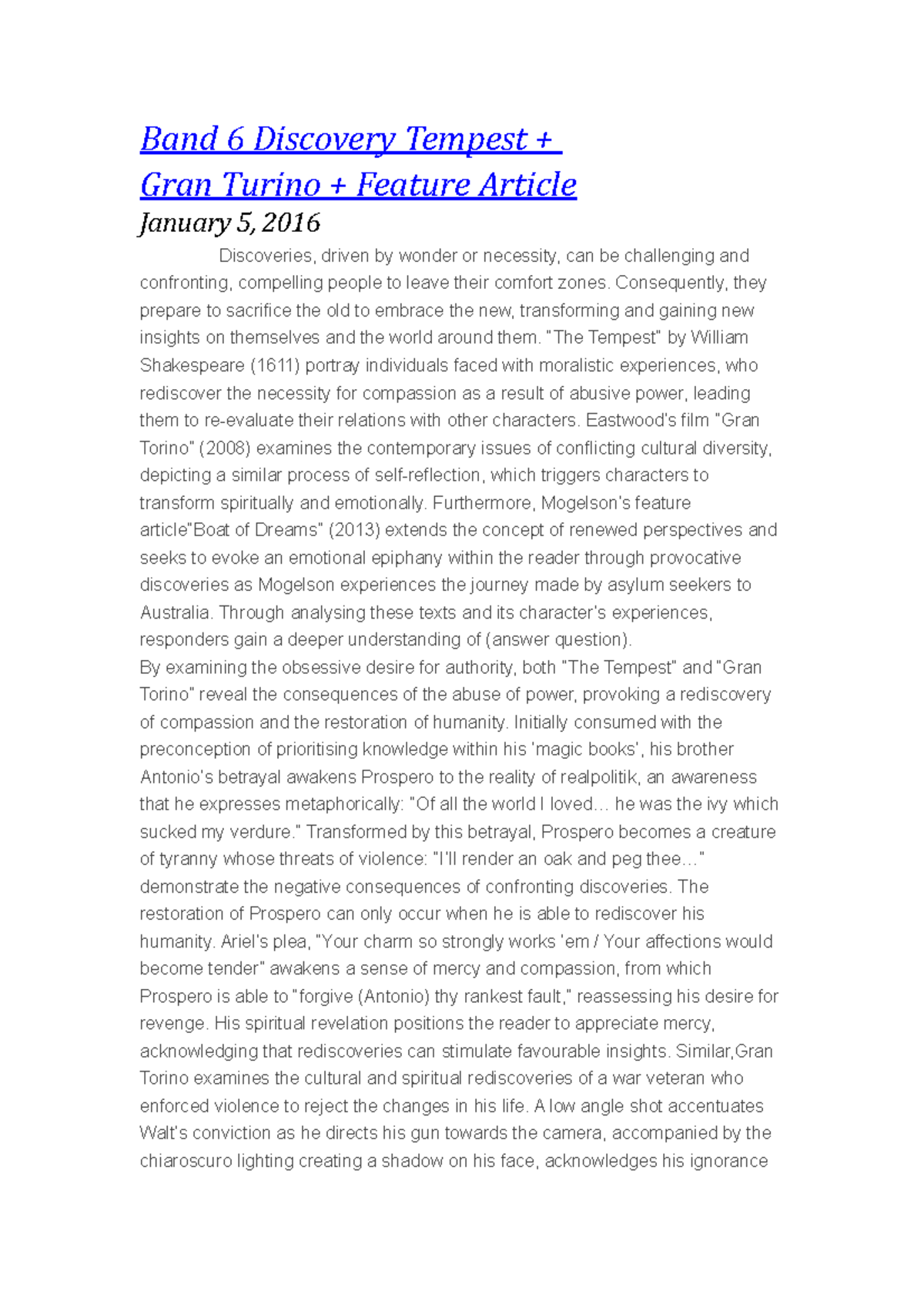 Band 6 Discovery Tempest - Band 6 Discovery Tempest + Gran Turino ...