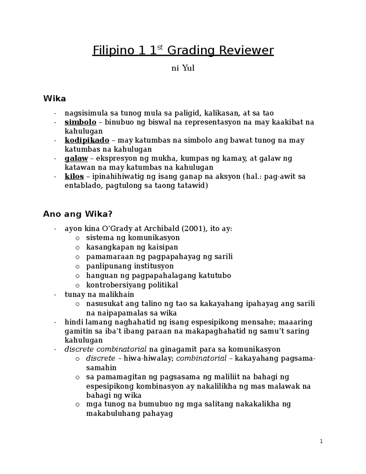 Filipino 1 1st Grading Reviewer - : pag-awit sa entablado, pagtulong sa ...