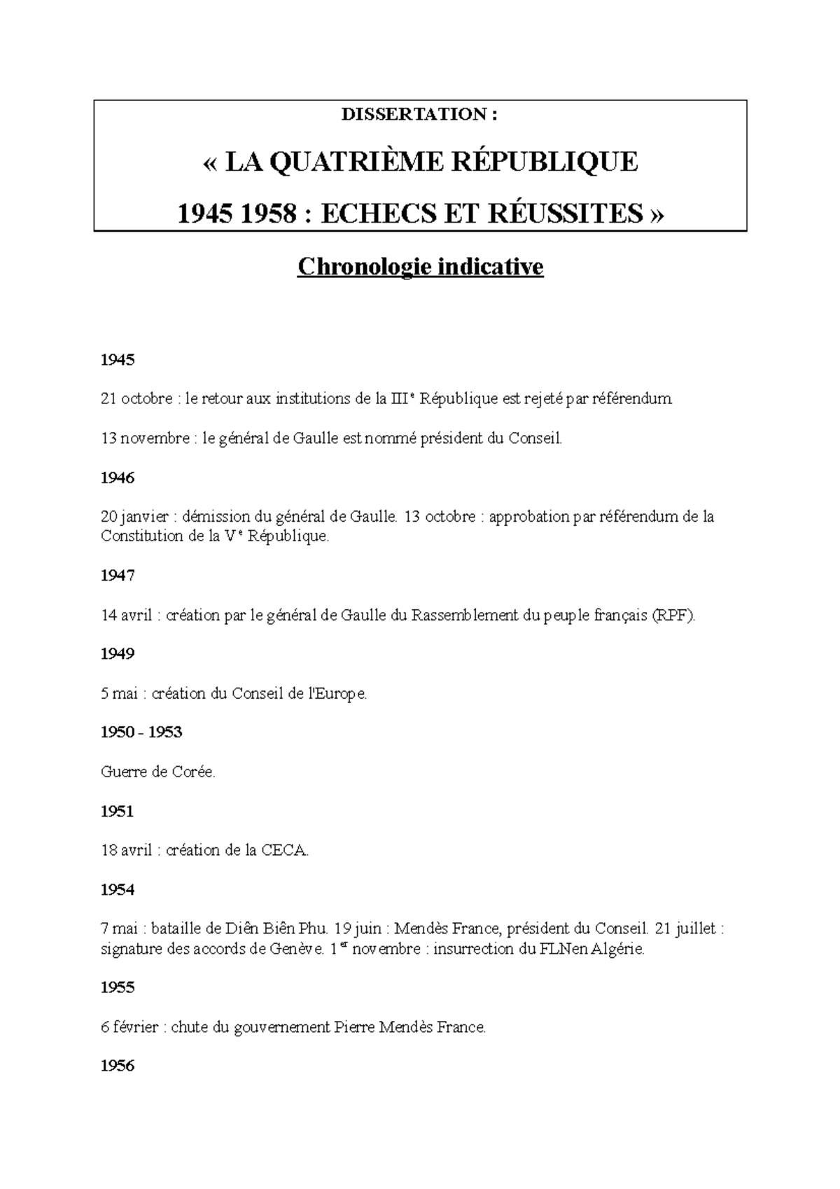 Dissertation la IV Republique selon la constitution - DISSERTATION ...