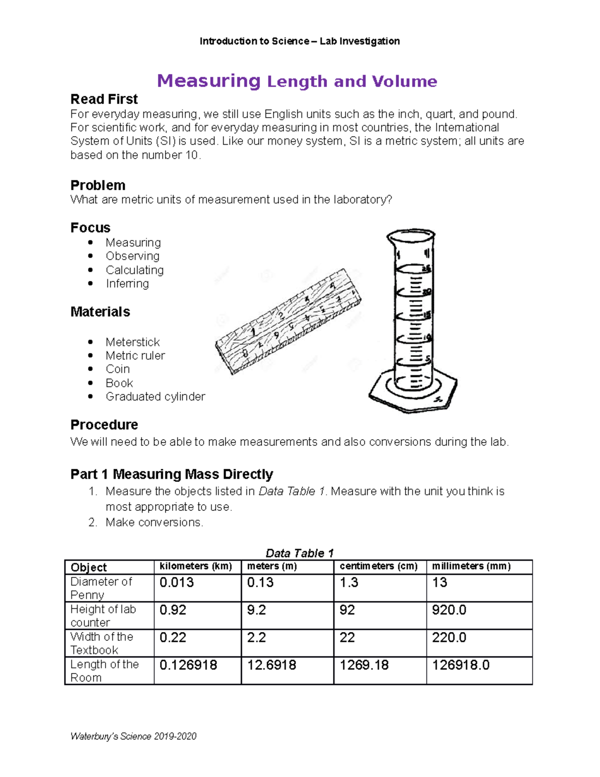 Measuring Length and Volume Lab Investigation-1 - Deprecated API usage ...