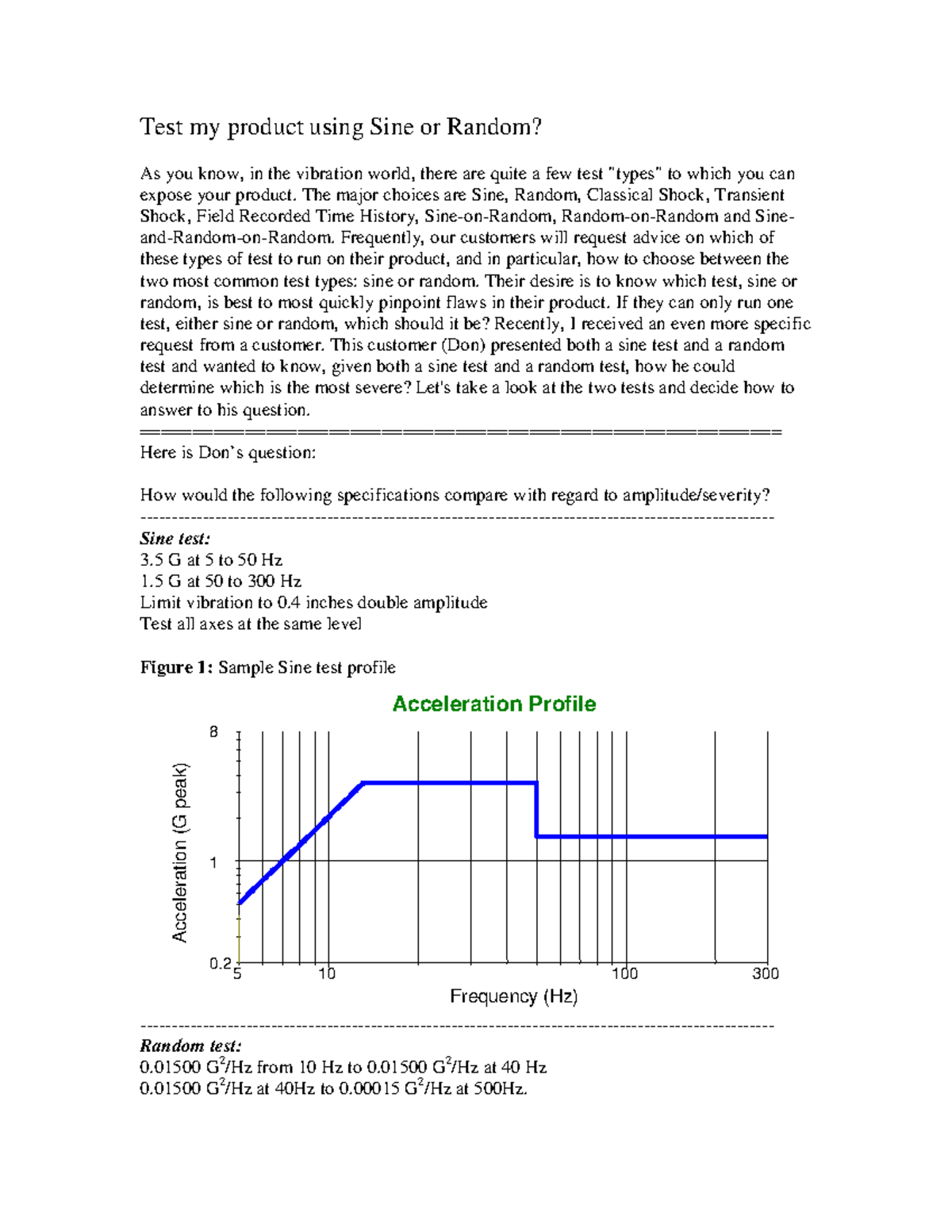 Sin vs random vibration test - Test my product using Sine or Random? As ...