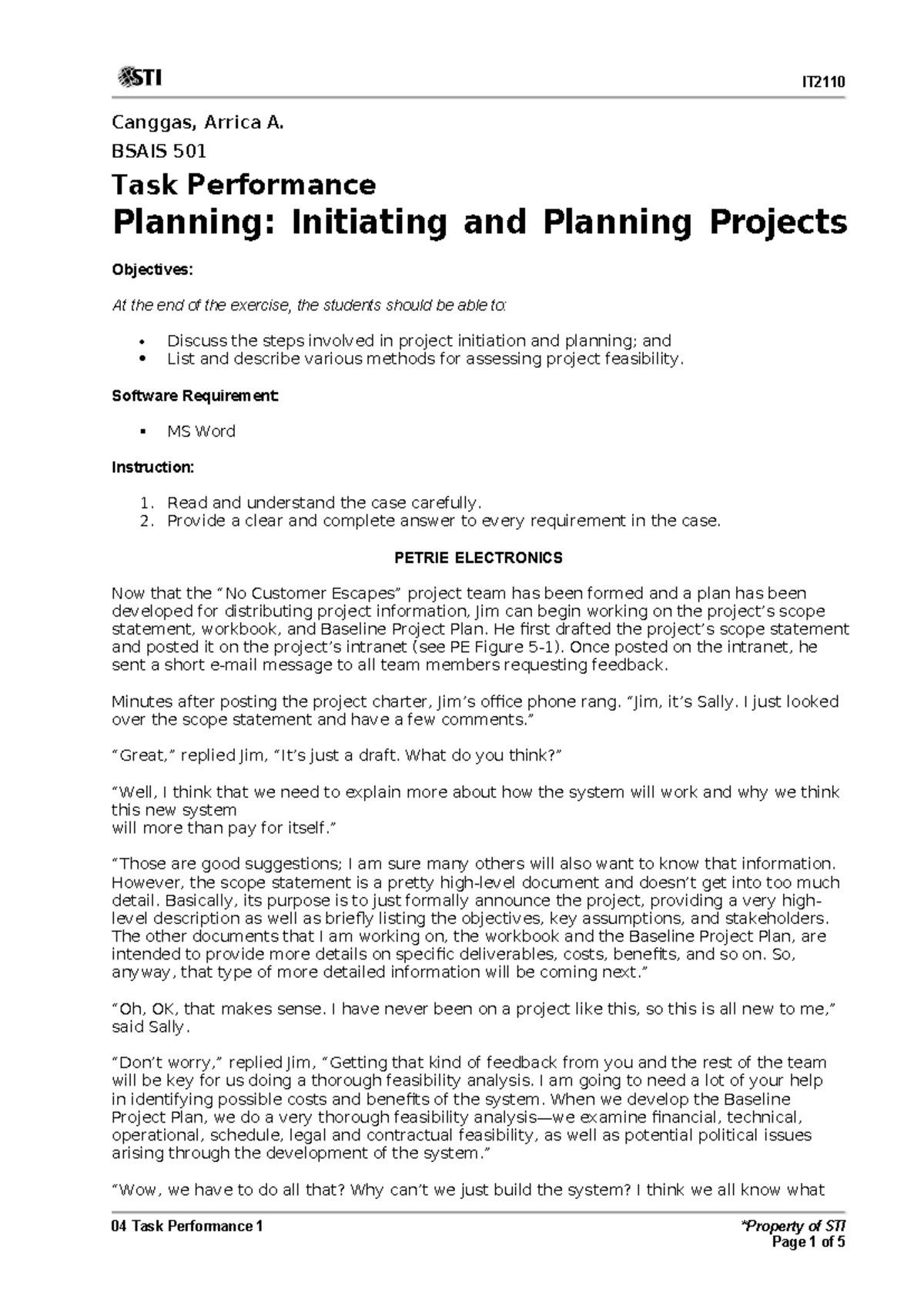 04 Task Performance ISAD - 04 Task Performance 1 *Property of STI ...