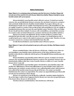 Torts 1 Outline - Intentional Torts Voluntary Act and Intent ...