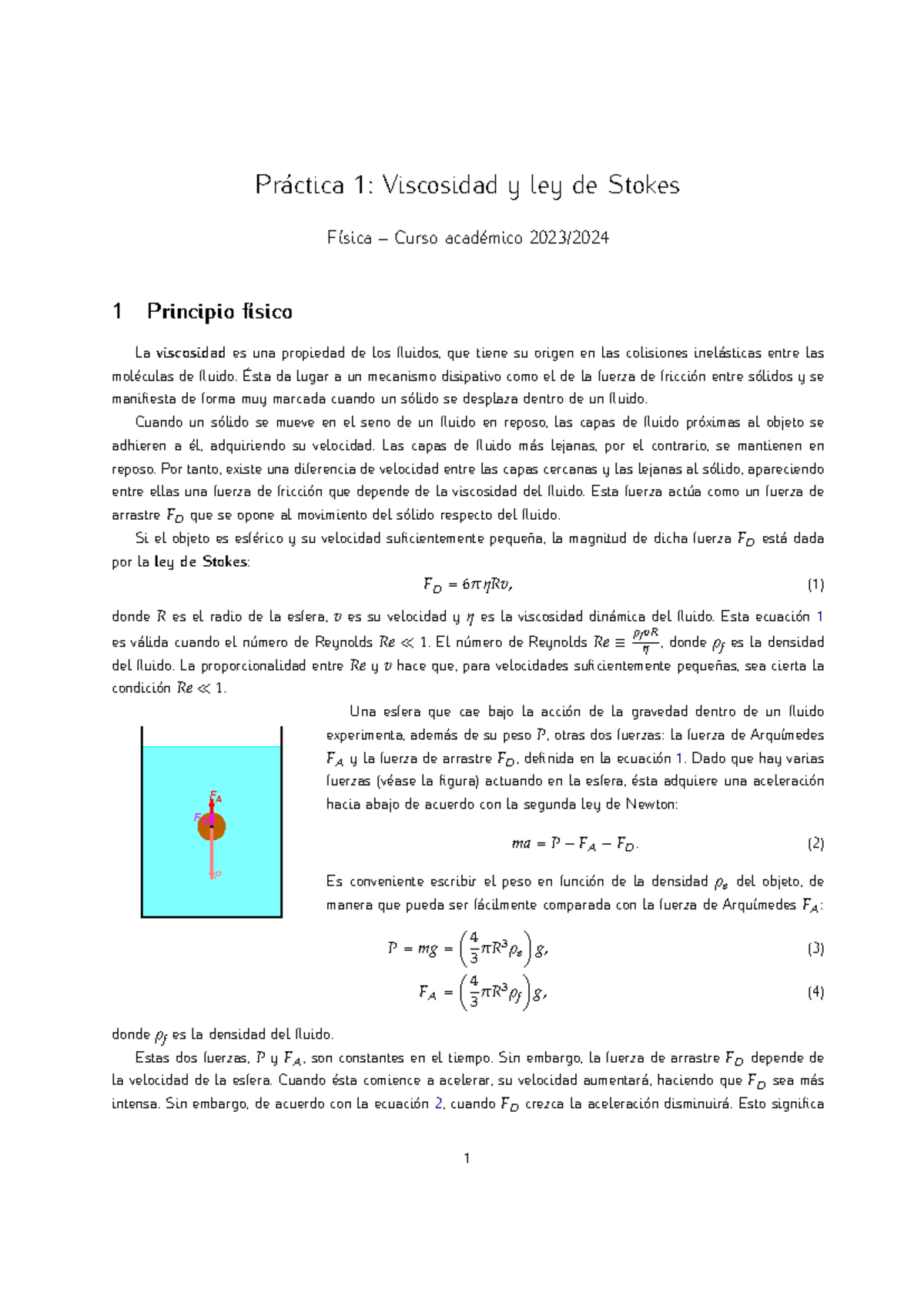 Stokes - apuntes - Práctica 1: Viscosidad y ley de Stokes Física ...
