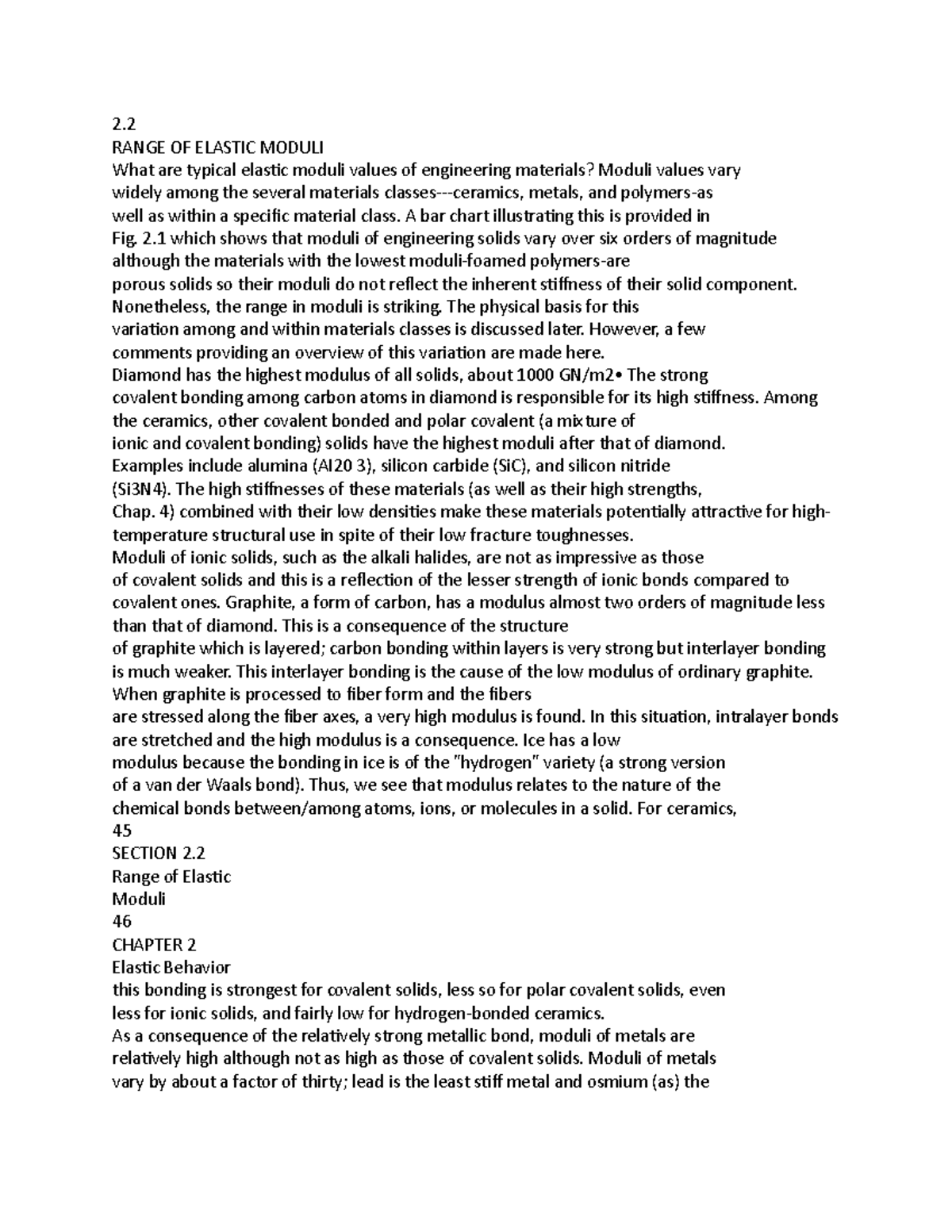 Range of elastic modulus notes - 2. RANGE OF ELASTIC MODULI What are ...