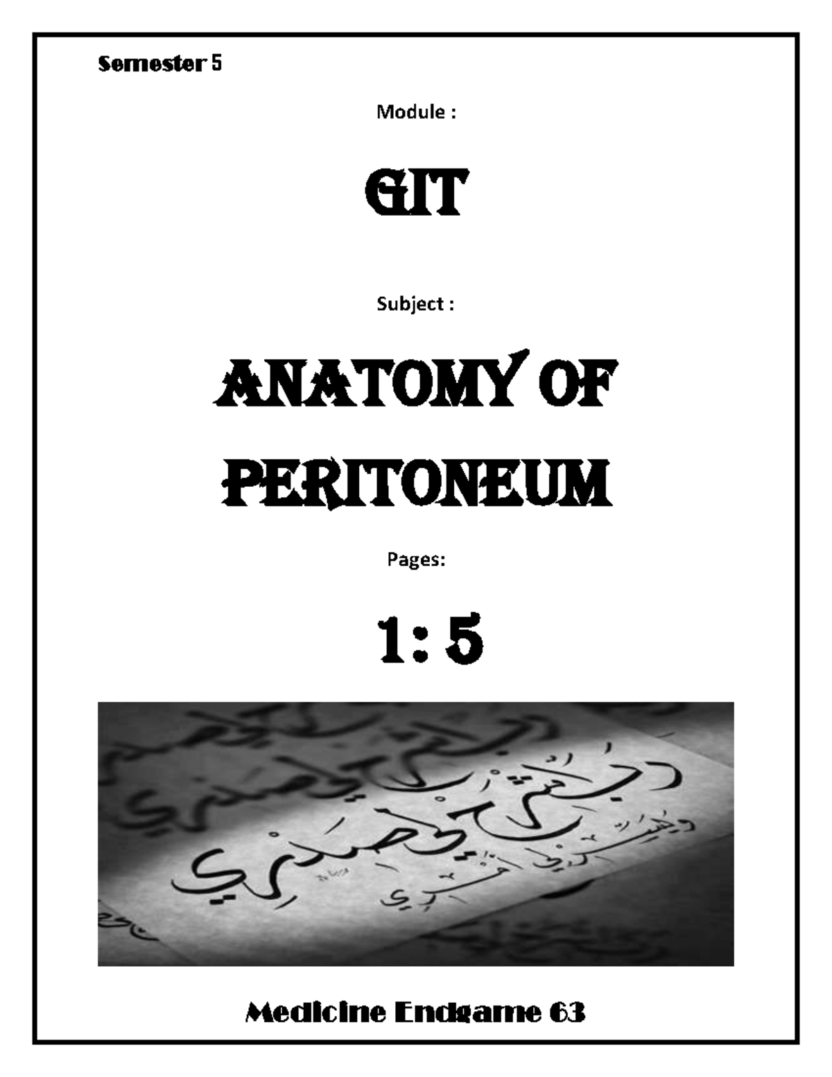 Anatomy of peritoneum - Pathology - Module : git Subject : anatomy of ...
