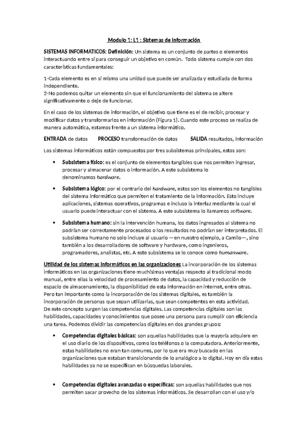 Recursos informaticos - Modulo 1: L1 : Sistemas de información SISTEMAS INFORMATICOS: Definición ...
