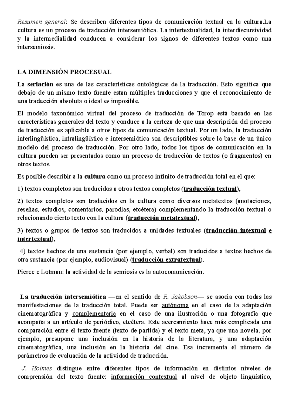 Peeter Torop riassunto - Resumen general: Se describen diferentes tipos ...