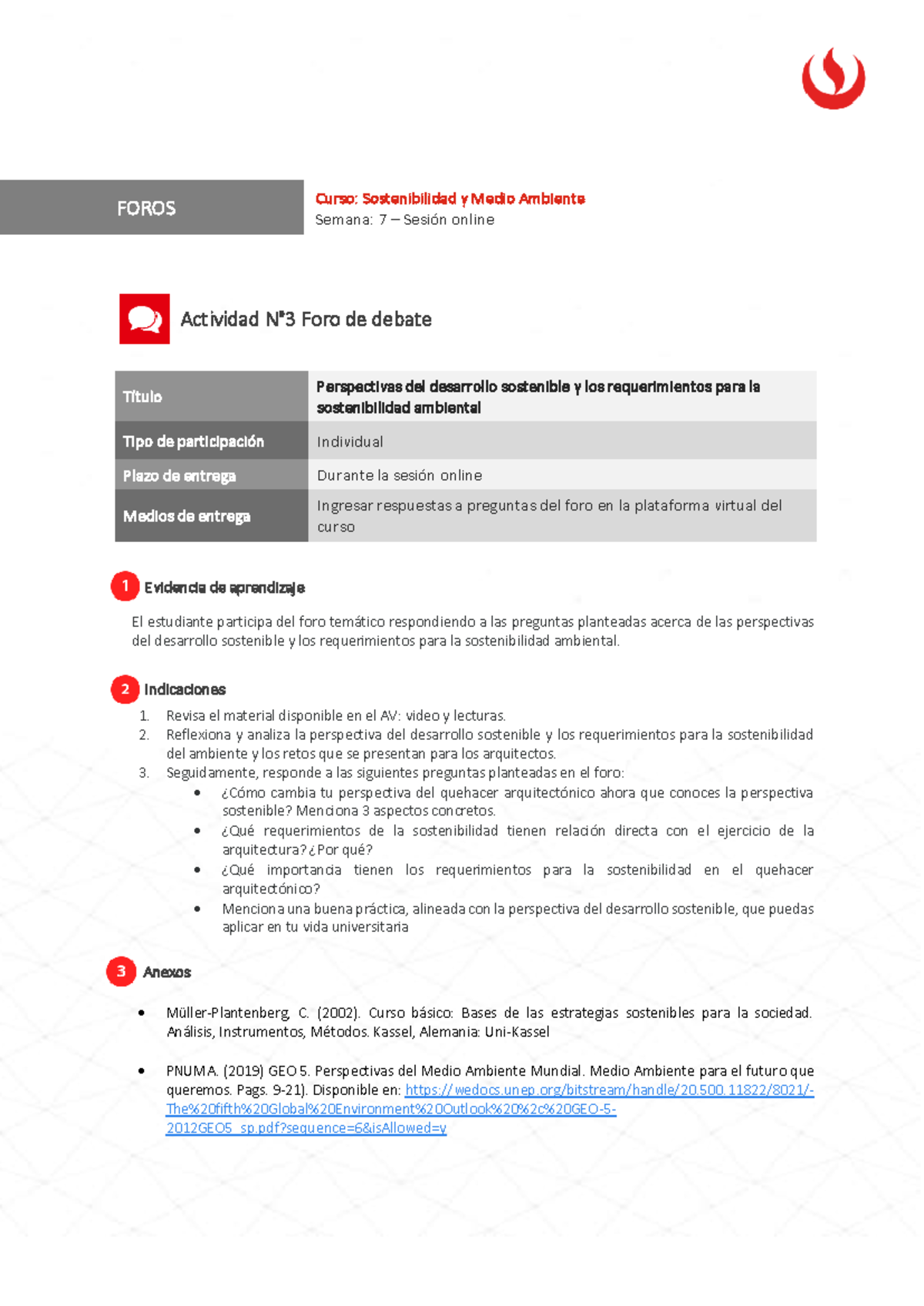 S07 online ficha foro - El estudiante participa del foro temático respondiendo a las preguntas ...