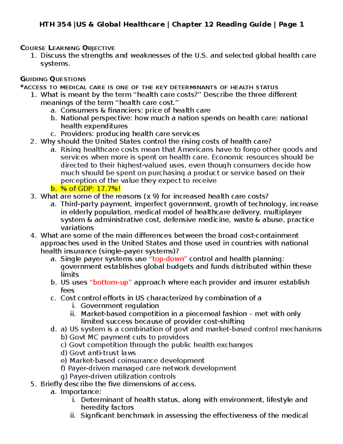 HTH 354 Chapter 12 Reading Guide - COURSE LEARNING OBJECTIVE Discuss ...