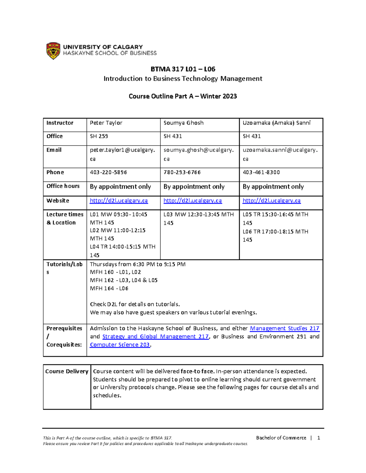W23 BTMA 317 Course Outline Part A - This is Part A of the course ...