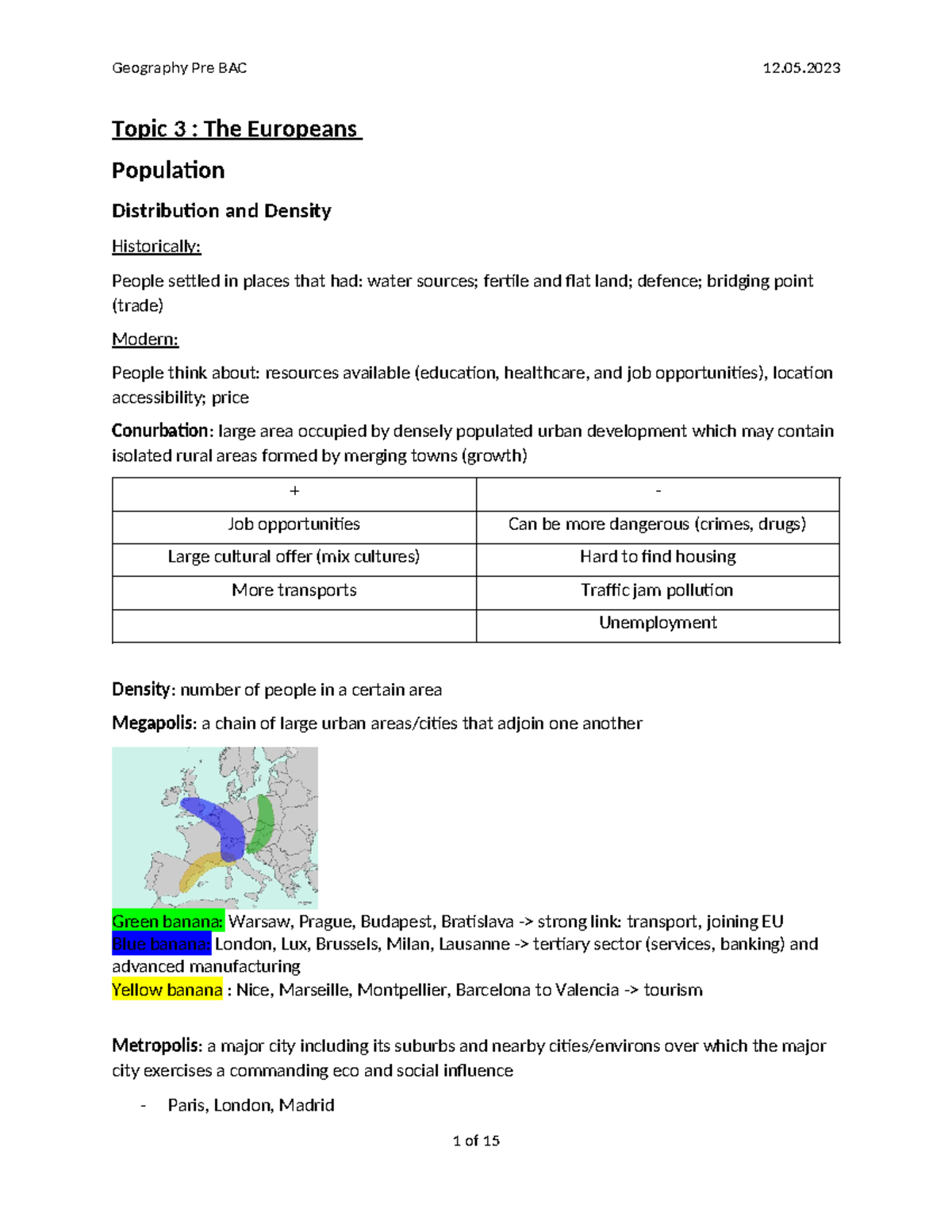 Bac de géographie 2 in english - 2023 - Topic 3 : The Europeans ...