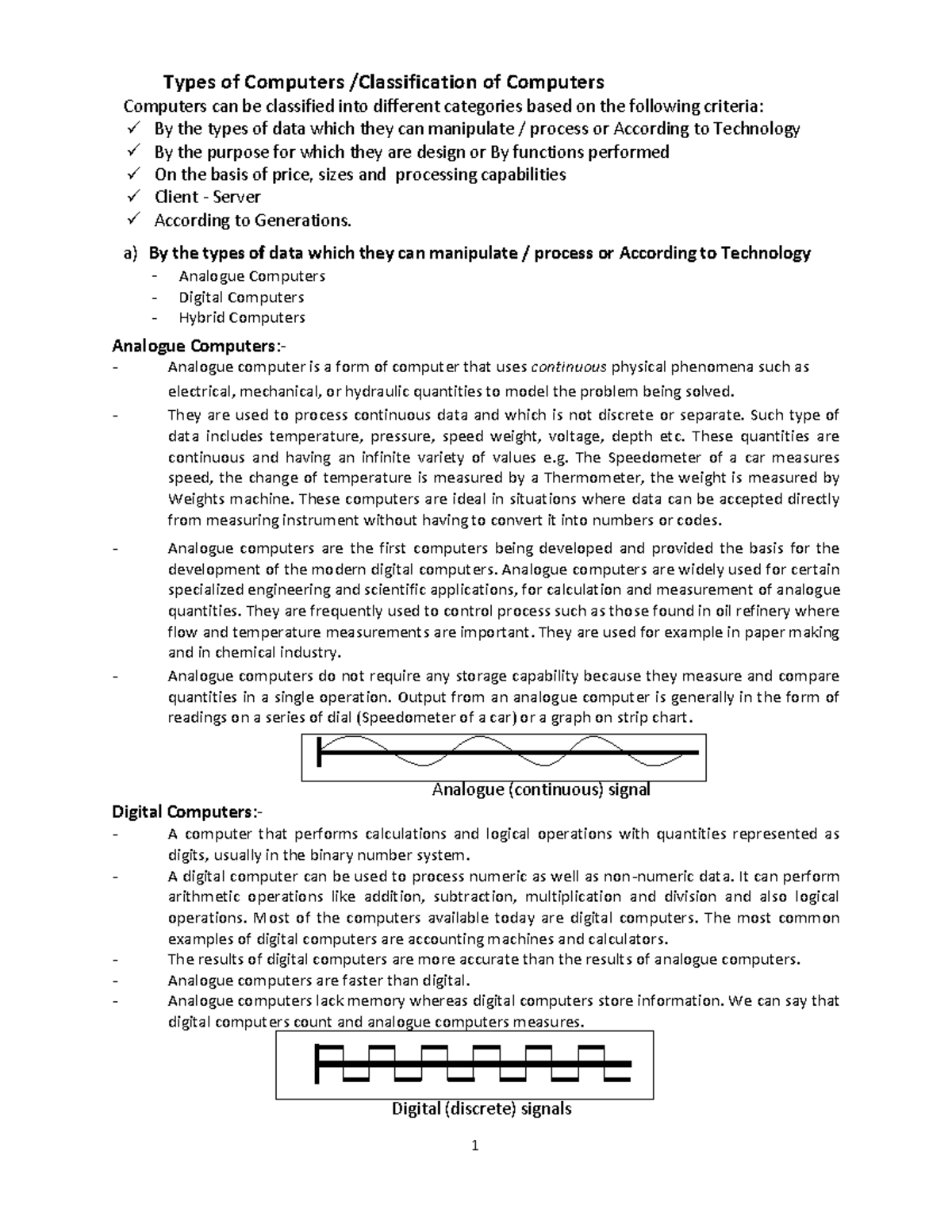 Classification of Computers - Types of Computers /Classification of ...
