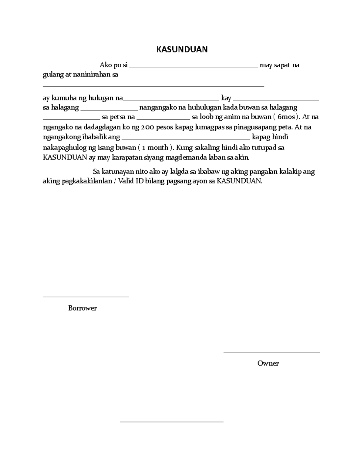 Kasunduan - cute - KASUNDUAN Ako po si ____________________________________ may sapat na gulang ...