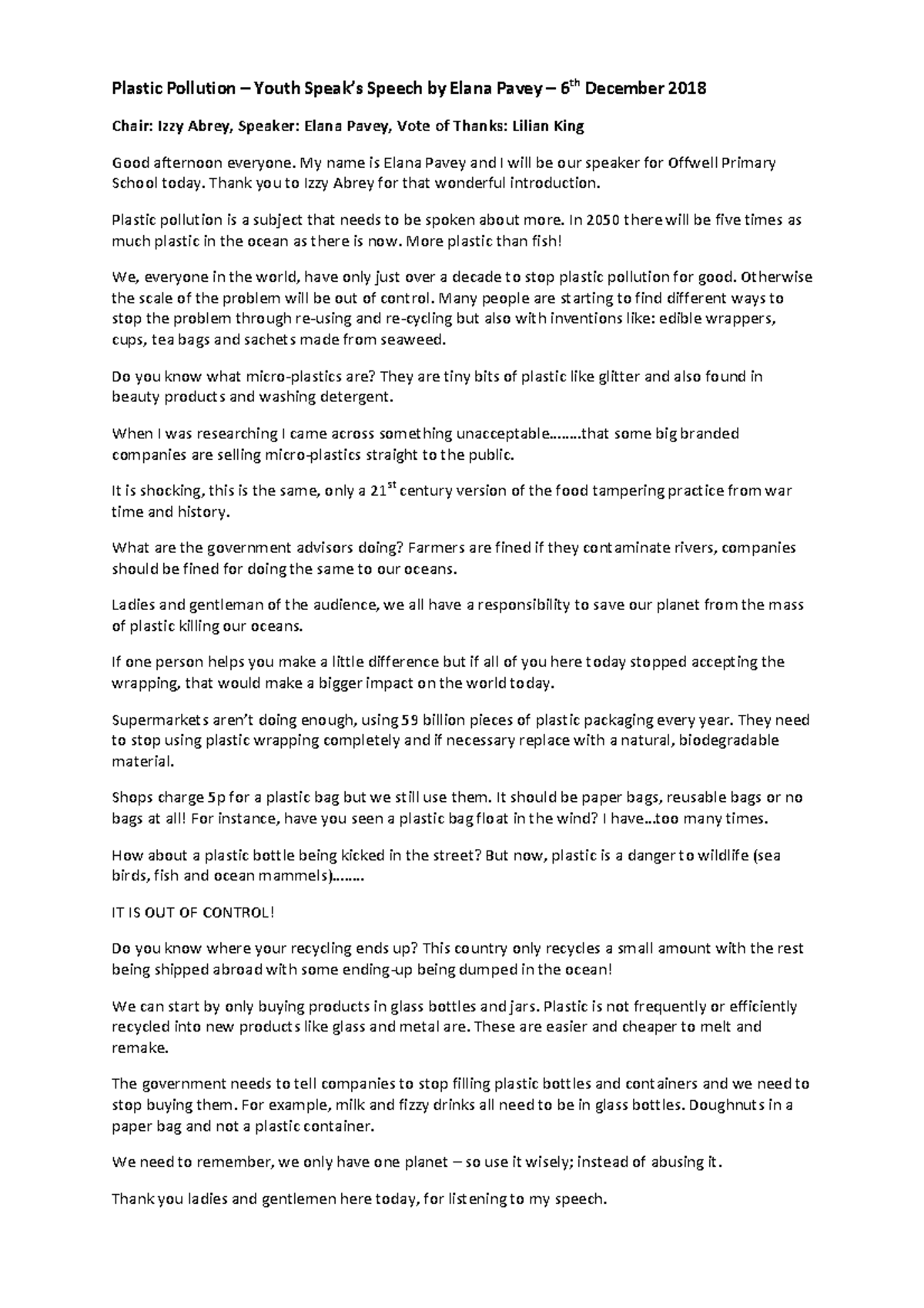 Plastic-Pollutionyouthspeakelana - Plastic Pollution – Youth Speak’s ...