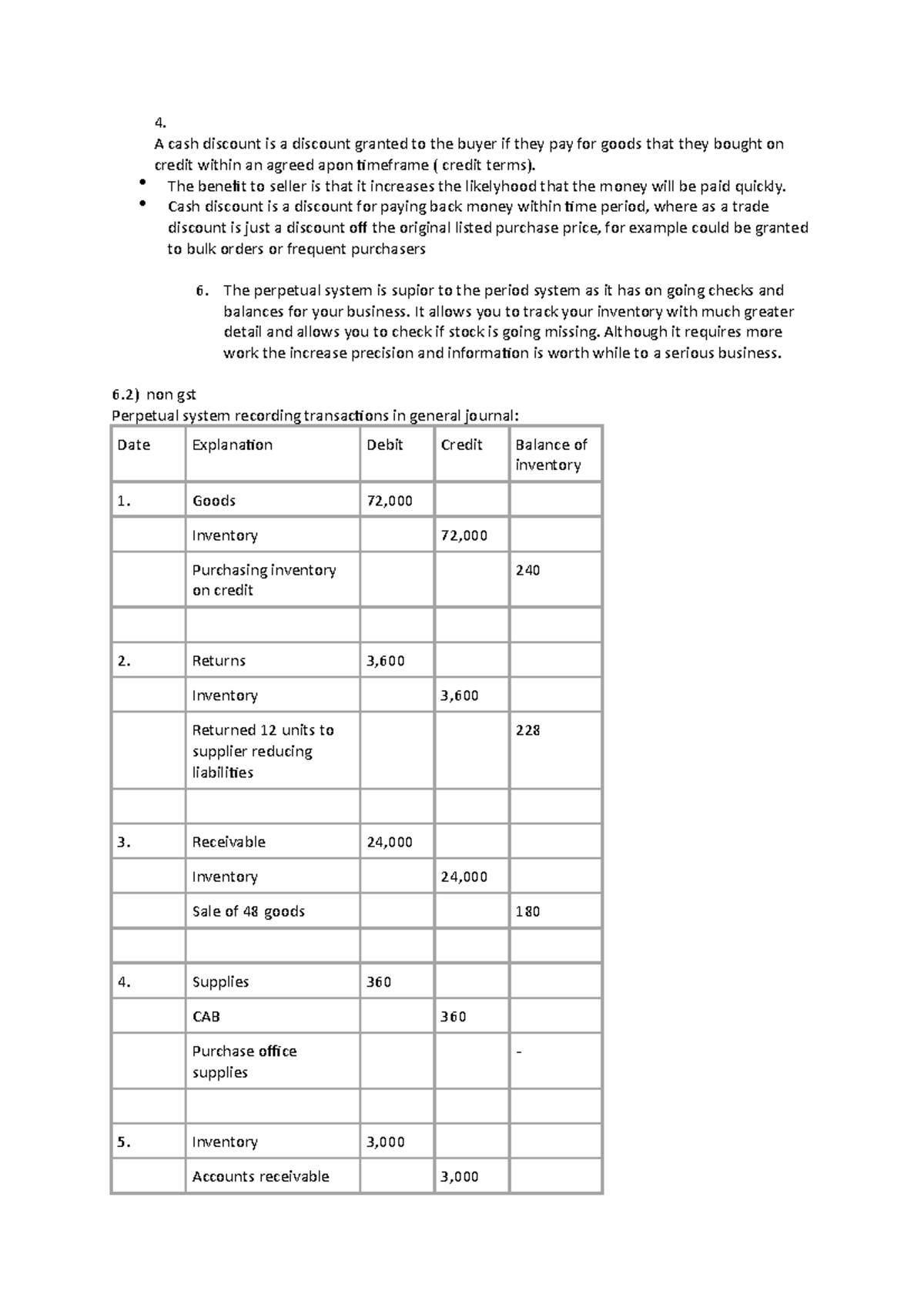 Accounting week 4 sub - 4. A cash discount is a discount granted to the ...