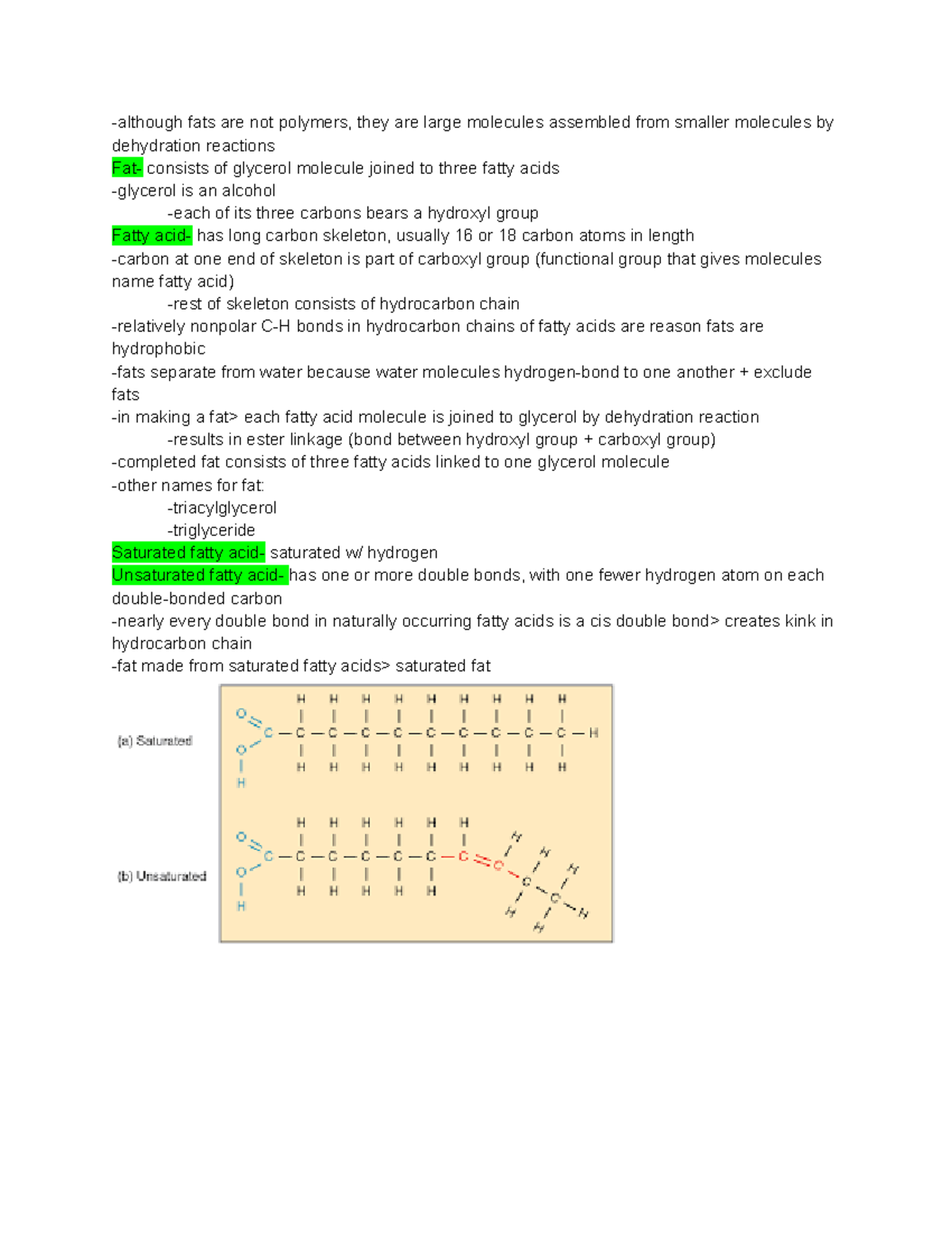Fats - Notes on fats and the different kinds of fats due to hydrogens ...