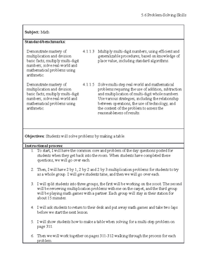 DI Model Practice Lesson Plan Template - Standard/Benchmark ...