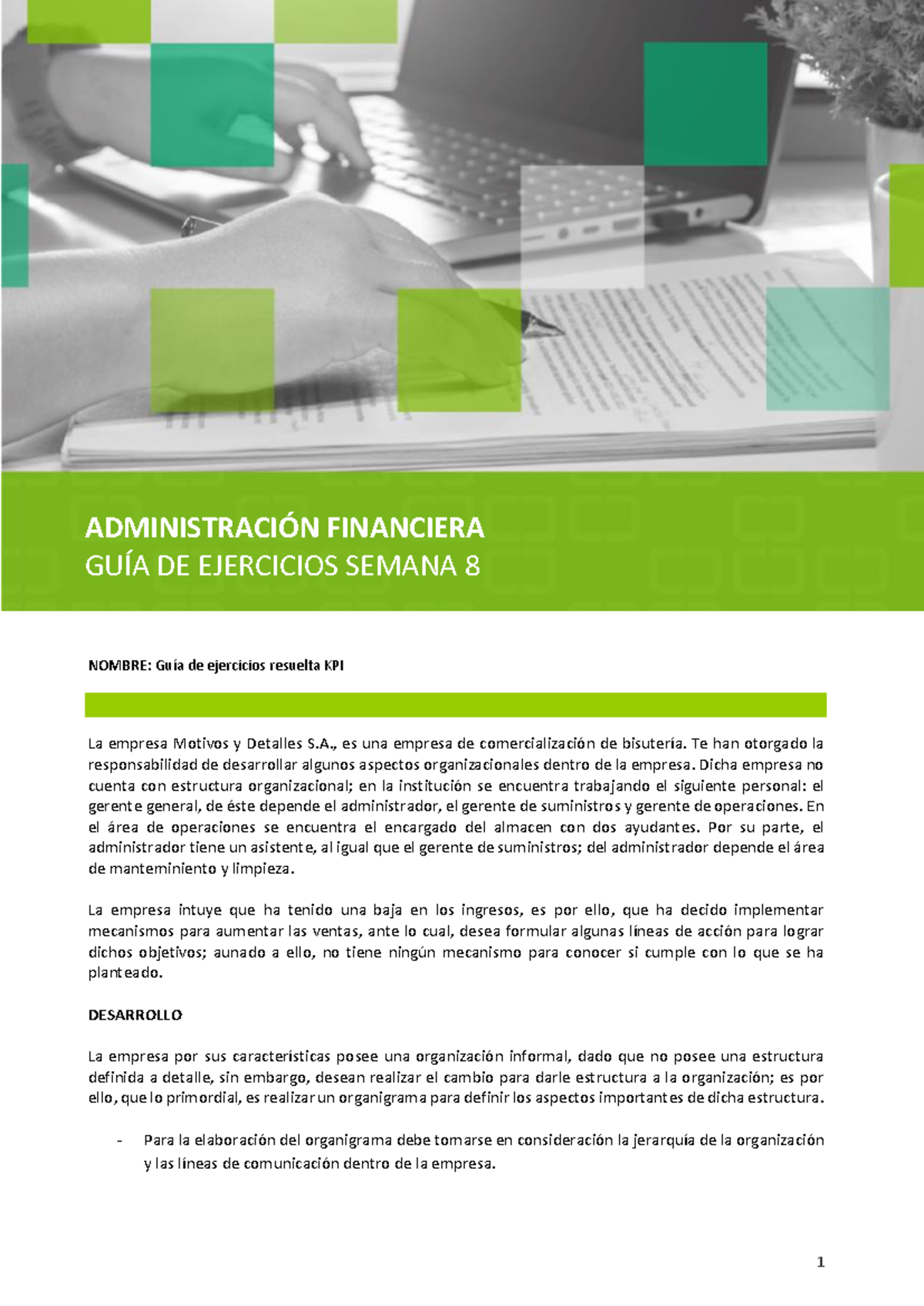 S8 GUIA DE Ejercicios Admfn 1103 - 1 NOMBRE: Guía de ejercicios ...
