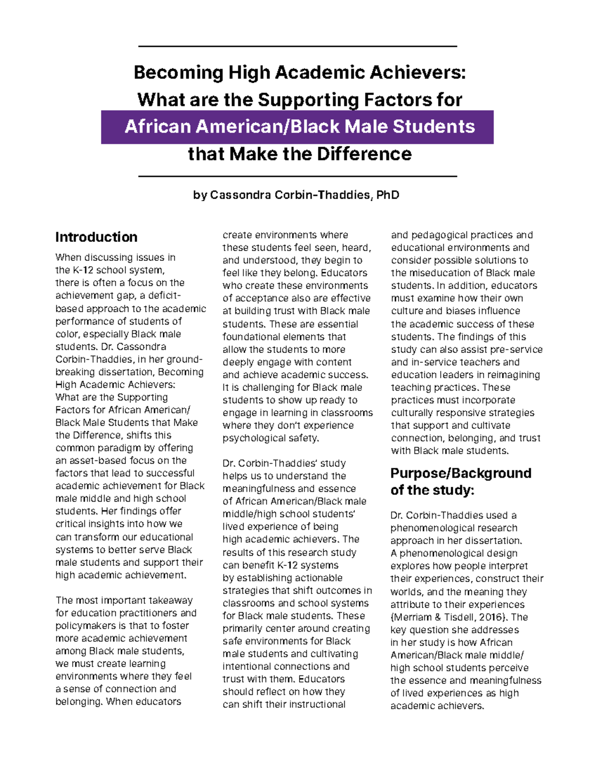 Becoming High Academic Achievers - When discussing issues in the K-12 ...