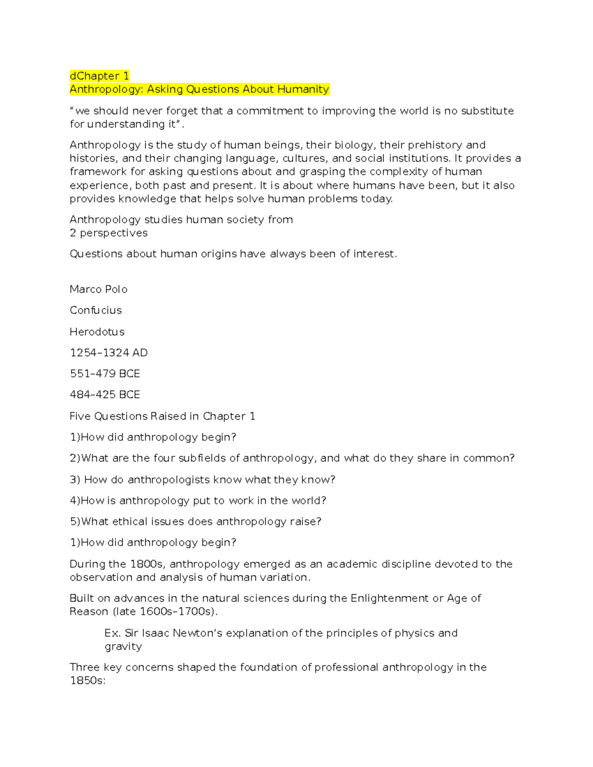 Test 1 Notes ANT - n/a - UNIV 2543 - Studocu