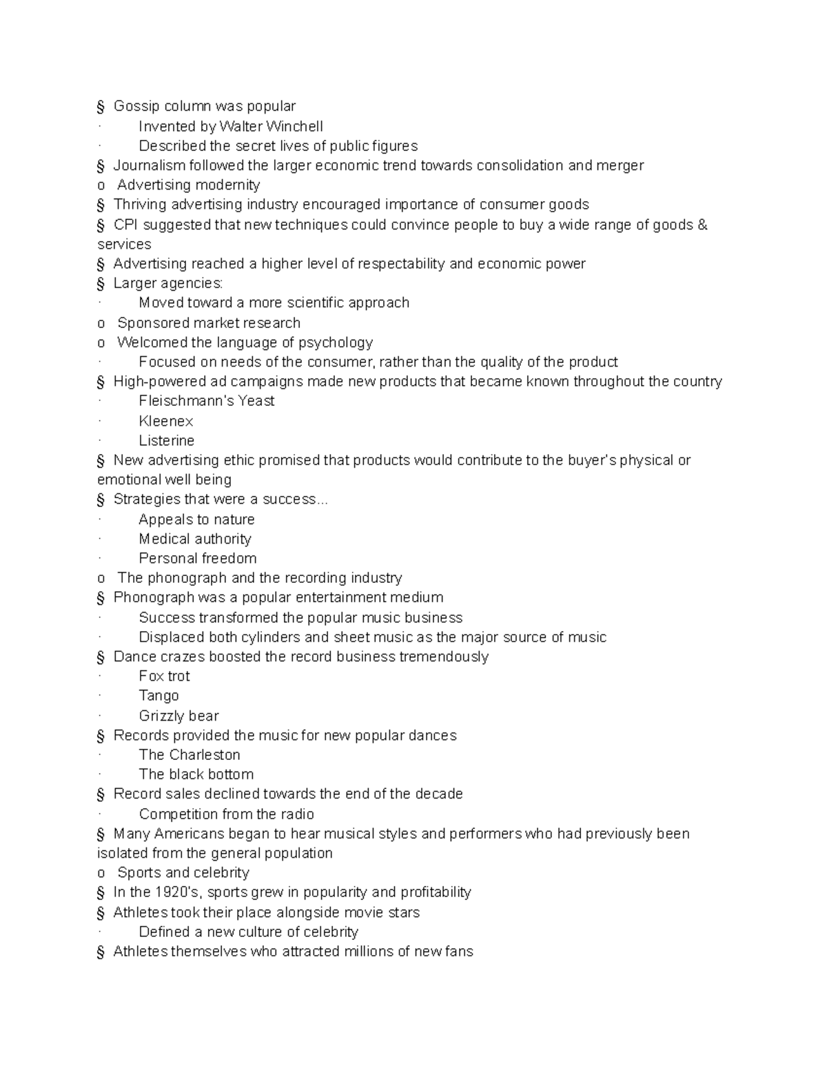 History notes 102* - § Gossip column was popular · Invented by Walter ...