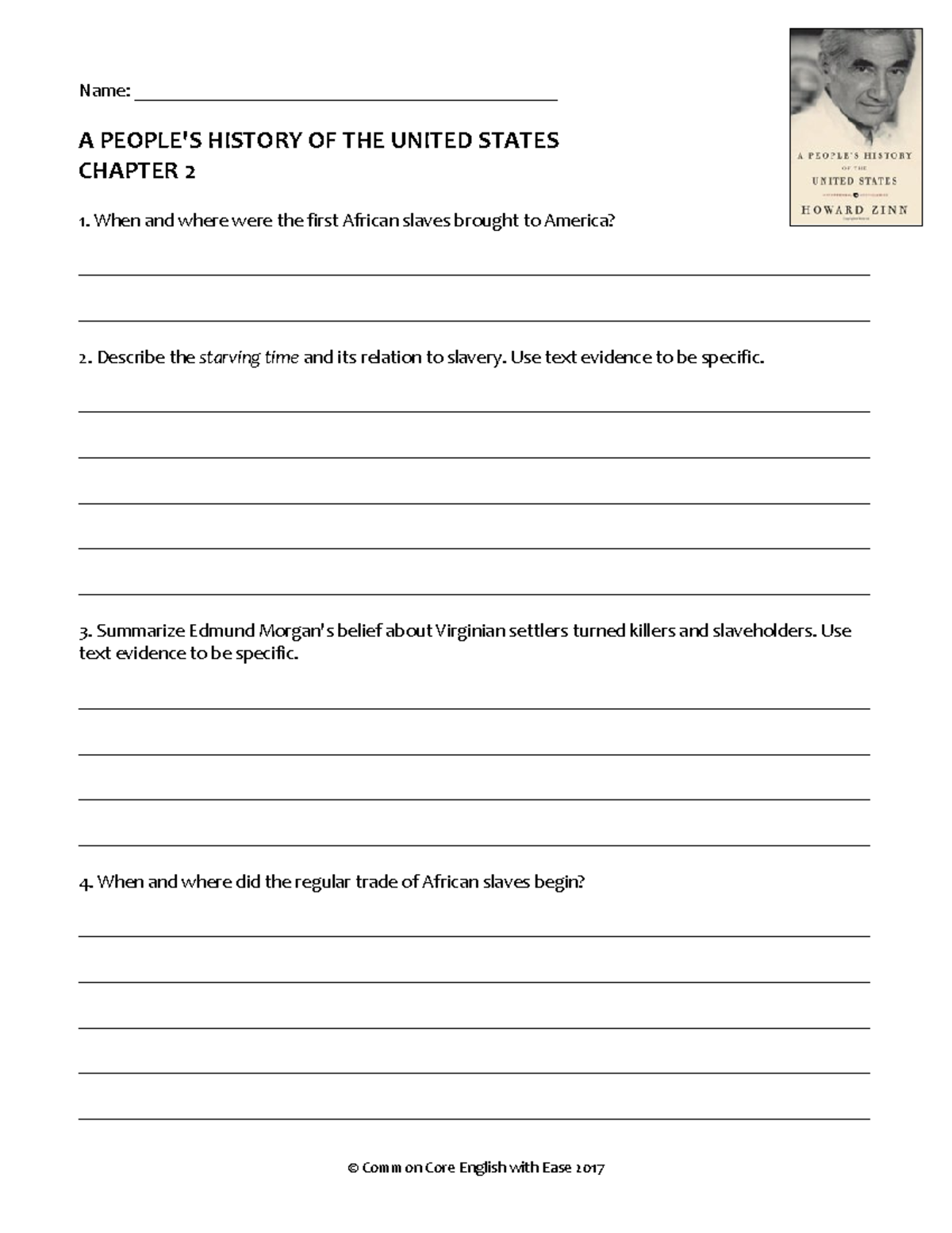 ZINN Ch. 2 Questions - Zinn Ch 2 File - © Common Core English with Ease ...
