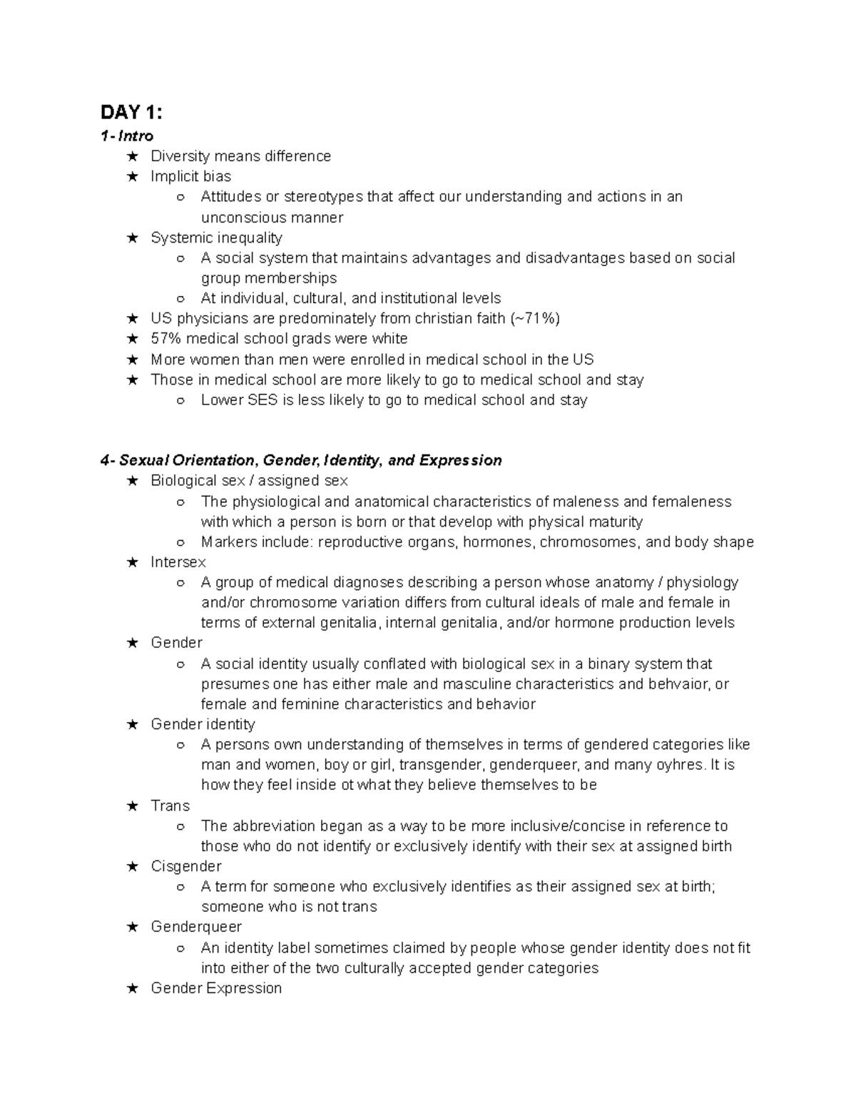 HTH351 Diversity Module - DAY 1: 1- Intro ★ Diversity means difference ...