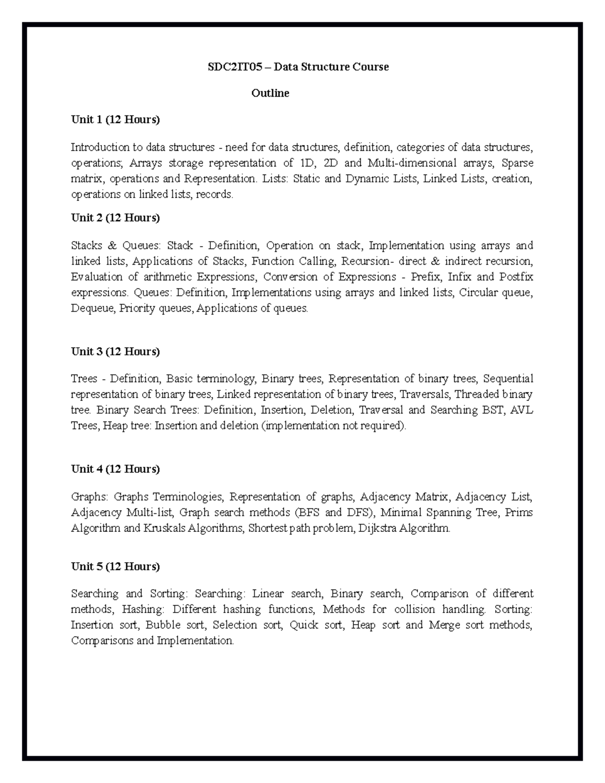 Data Structure study material - SDC2IT05 – Data Structure Course ...