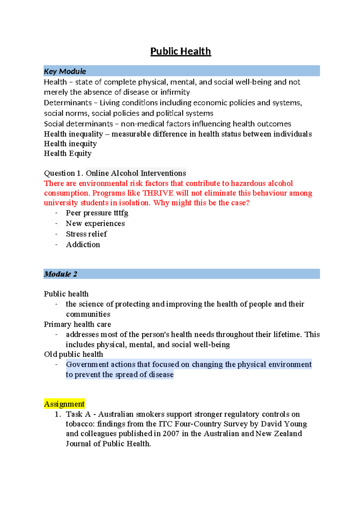 Public Health - Public Health Key Module Health – state of complete ...