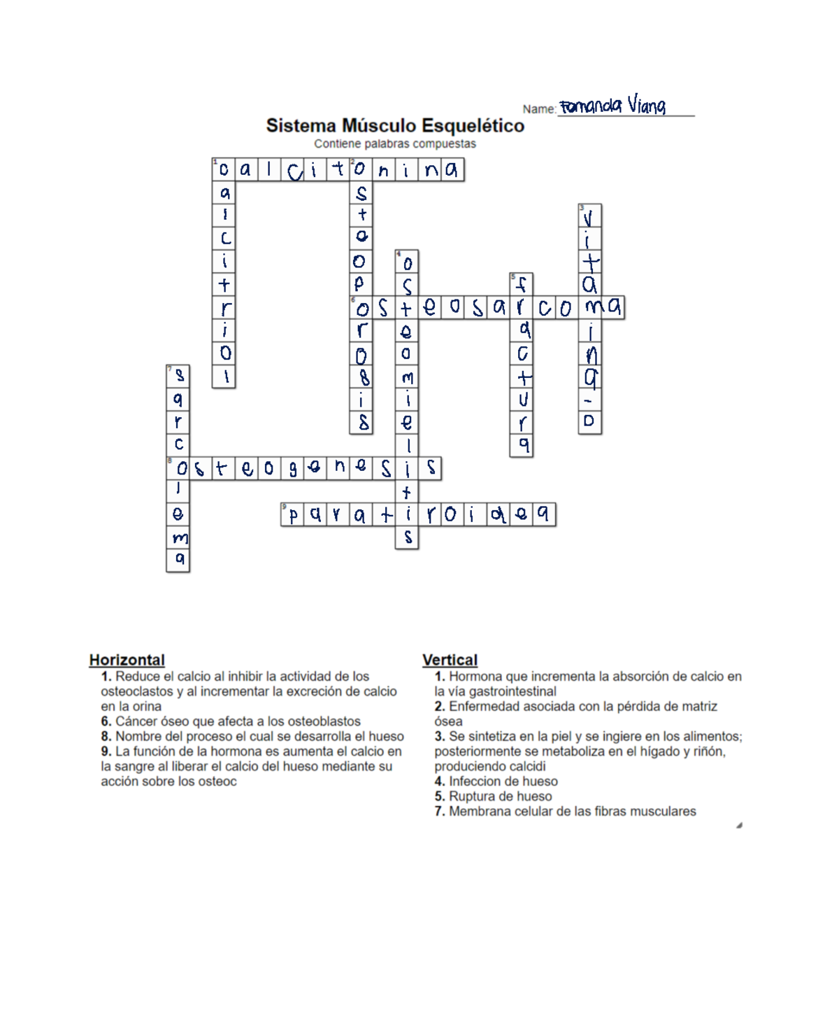Crucigrama cuerpo humano - El cuidado del cuerpo humano - TecMilenio ...