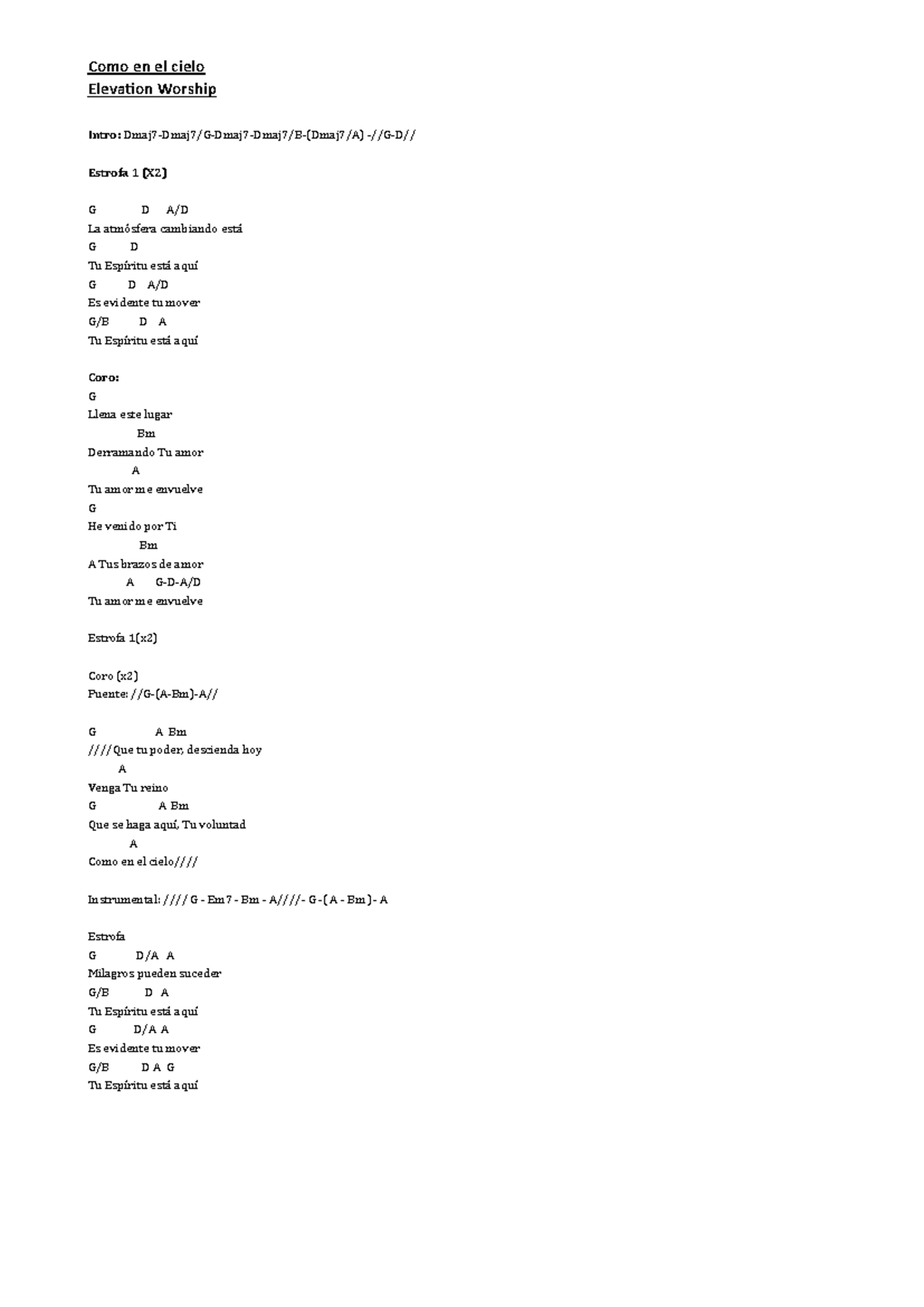Como en el cielo - Jsjsk - Como en el cielo Elevation Worship Intro ...
