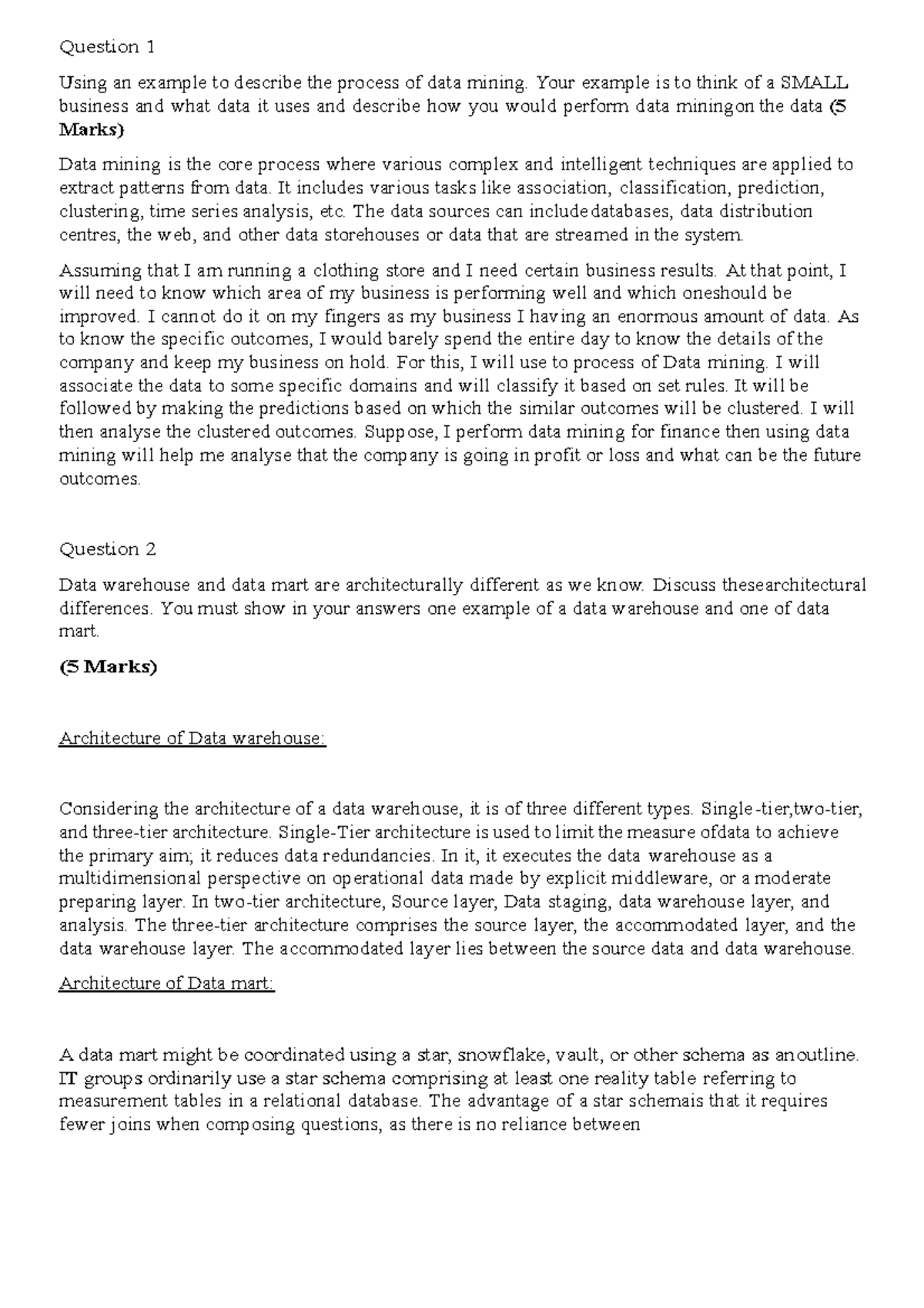 Question 1 - Questoon - Question 1 Using an example to describe the ...