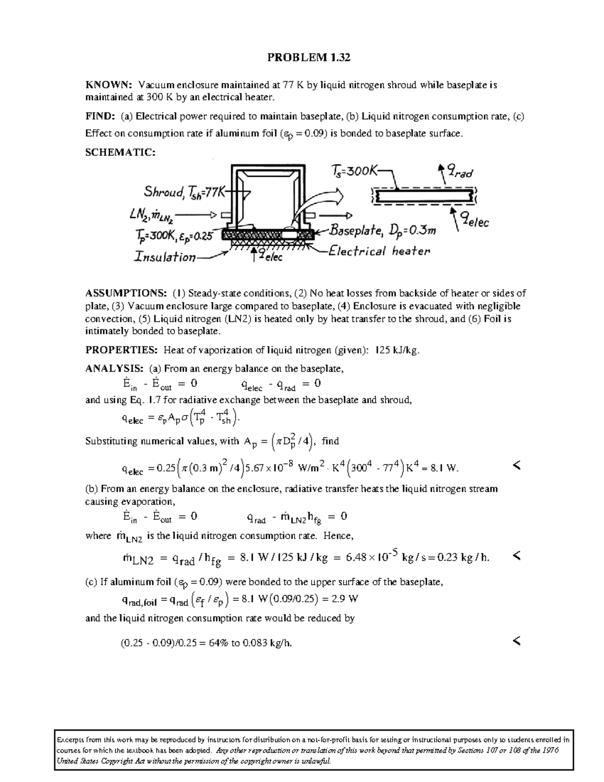 Sm1 32 - note de cours en classe bien expliqués - PROBLEM 1. KNOWN: Vacuum enclosure maintained ...