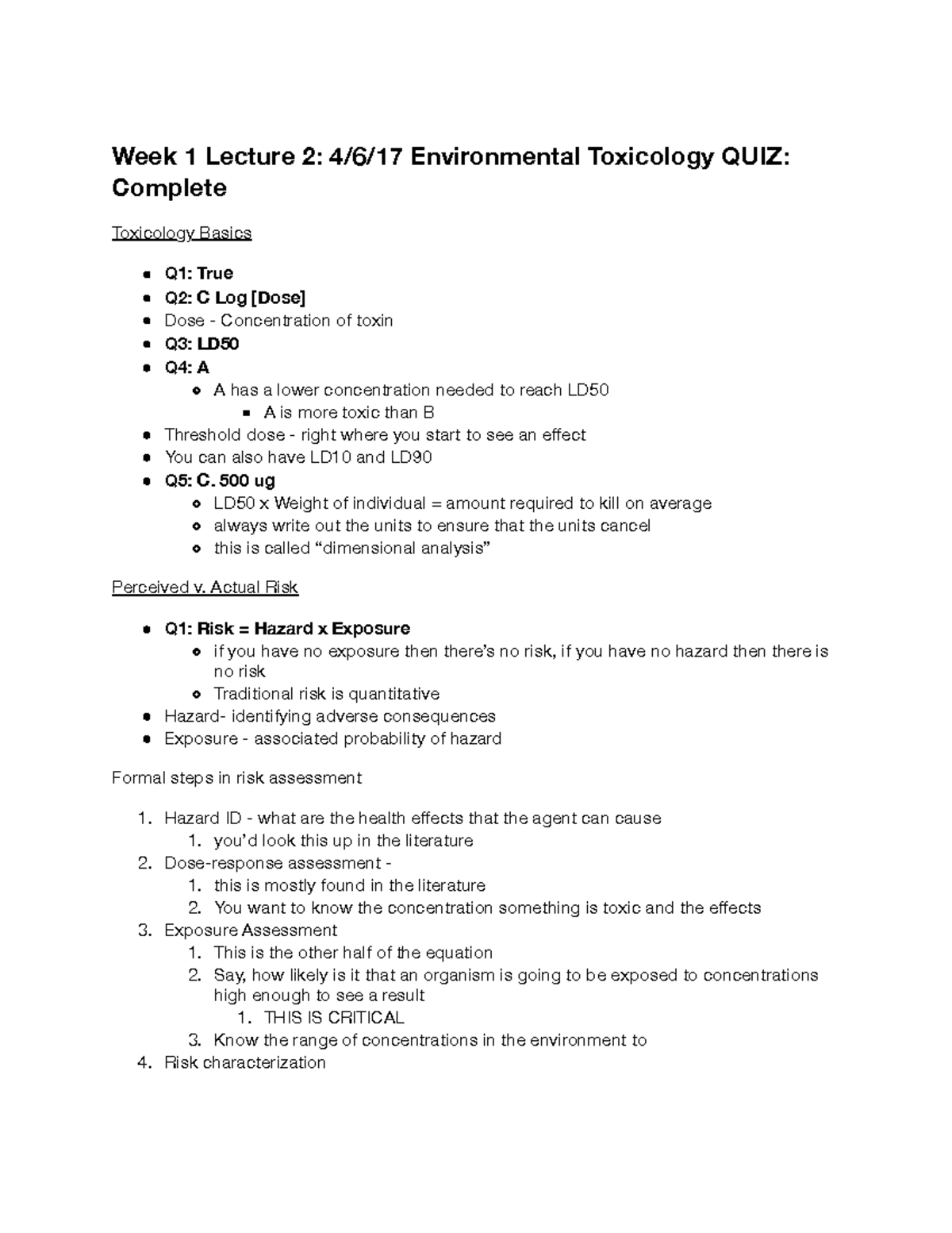 Env Hlt 100 Week 1 Lecture 2 Lecture Notes Week 1 Lecture 2 4617 Environmental 