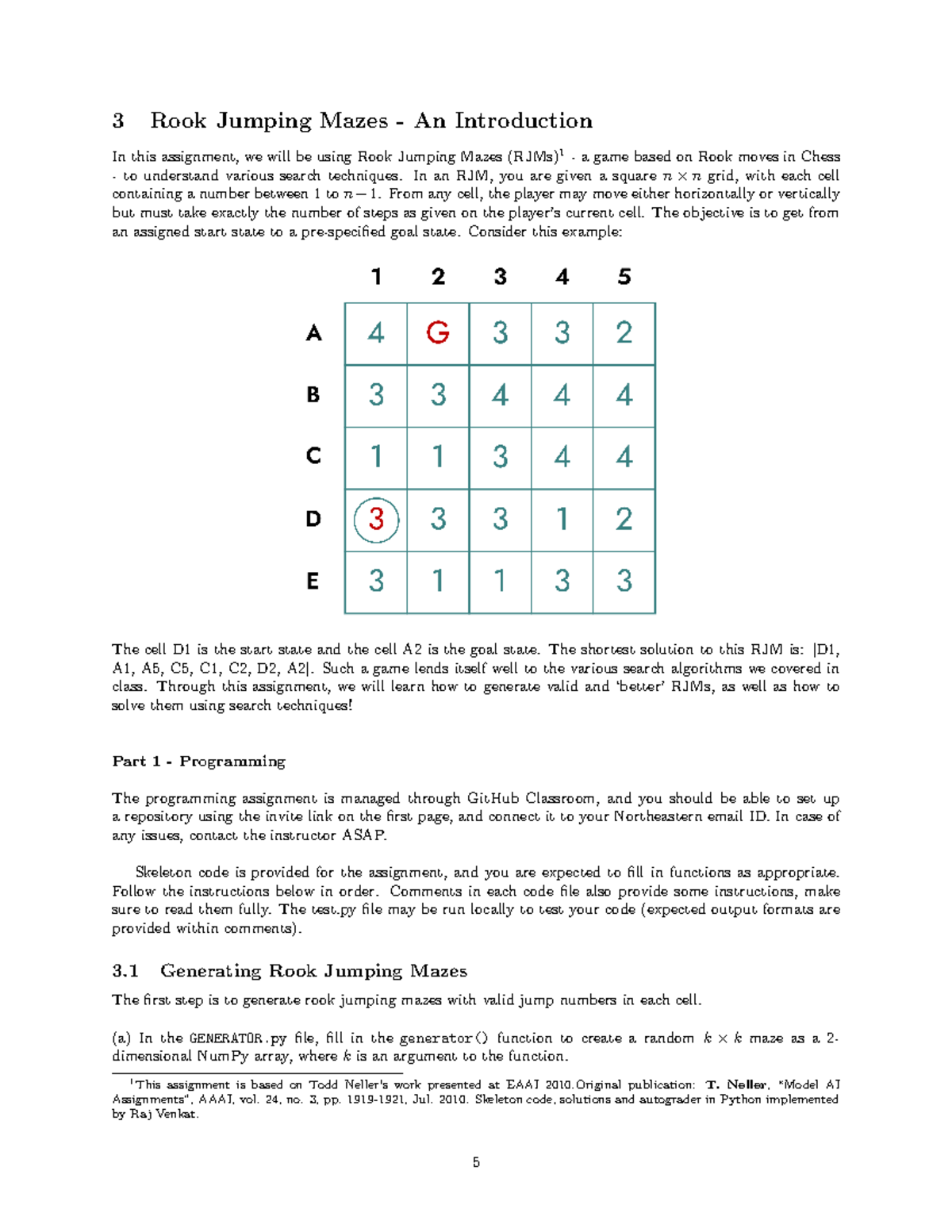 Question 3 - 3 Rook Jumping Mazes - An Introduction In this assignment ...