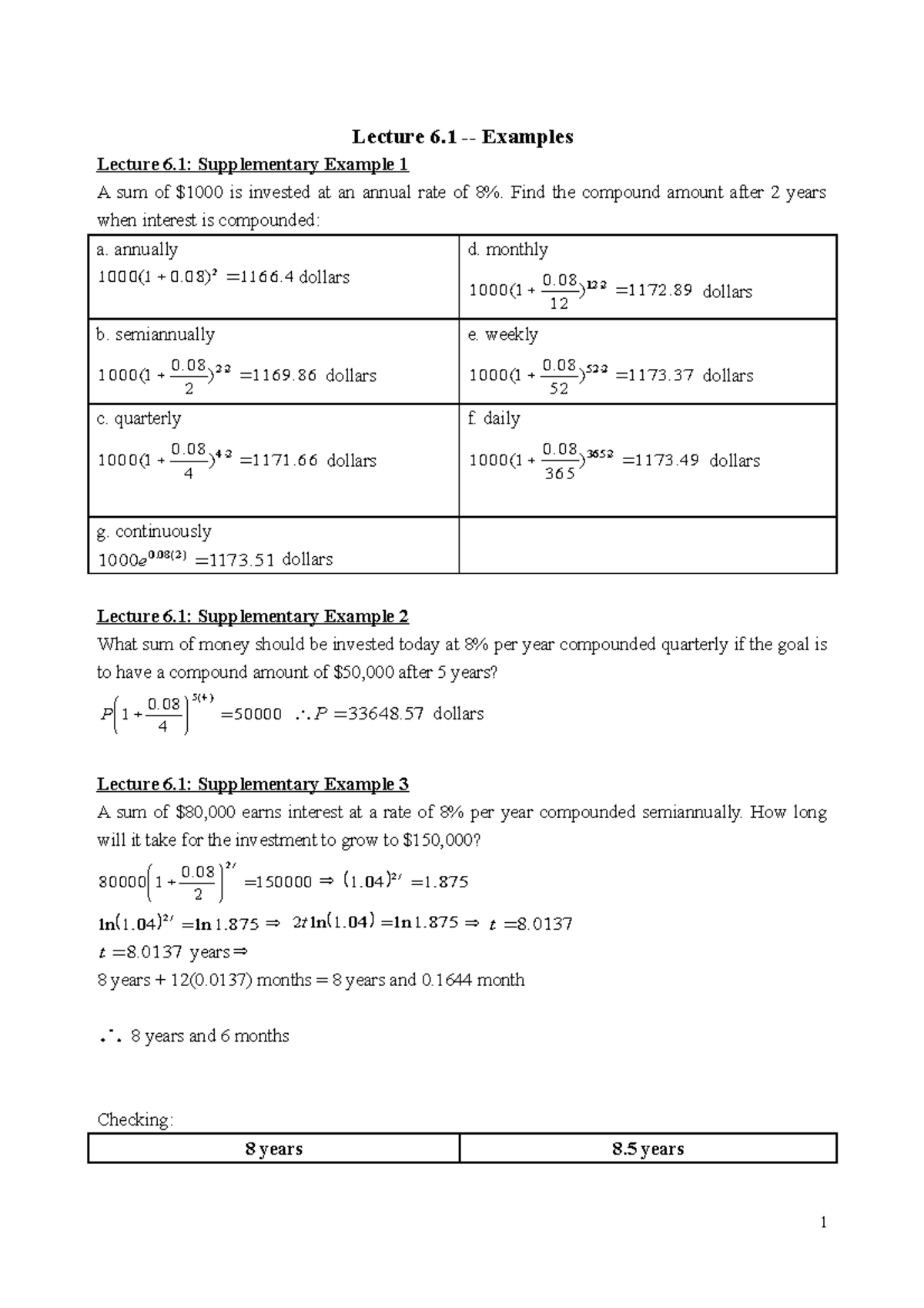 L6 Lecture Notes L6 Lecture 6 Examples Lecture 6 Supplementary Example 1 A Sum Of Is 0346