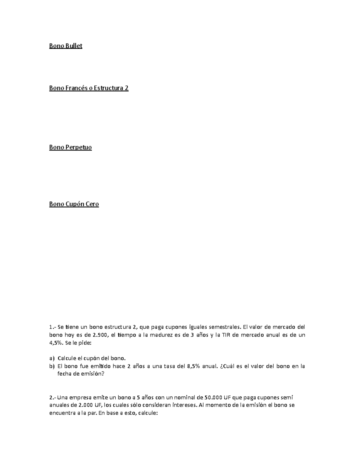 Enunciados 19 mayo - Pregunta - Bono Bullet Bono Francés o Estructura 2 ...