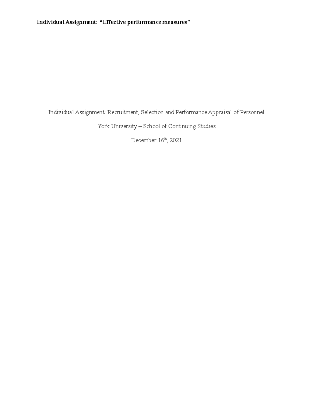 Individual Assignmentrecruitment - Individual Assignment: Recruitment ...