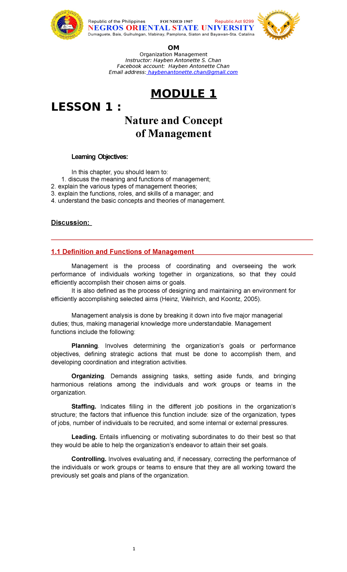 organization management module - OM Organization Management Instructor ...