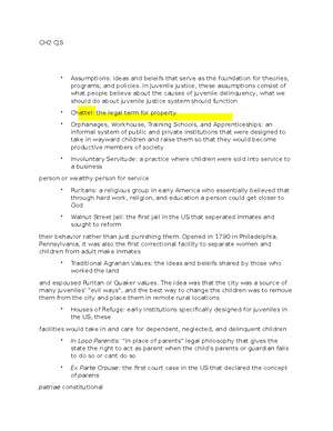 Ch 2 Review Q's - Sophia Munoz-Najera Ch. 2 9/2/ Juvenile Justice ...