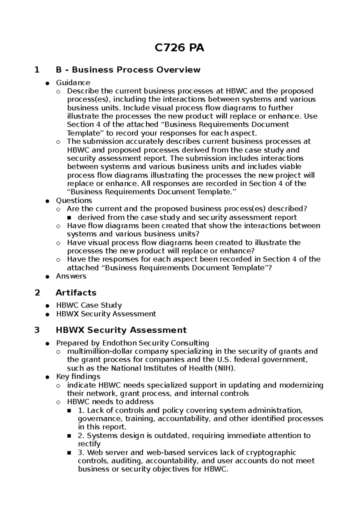 C726 PA ACP2 TASK 1 Notes - C726 PA 1 B - Business Process Overview ...