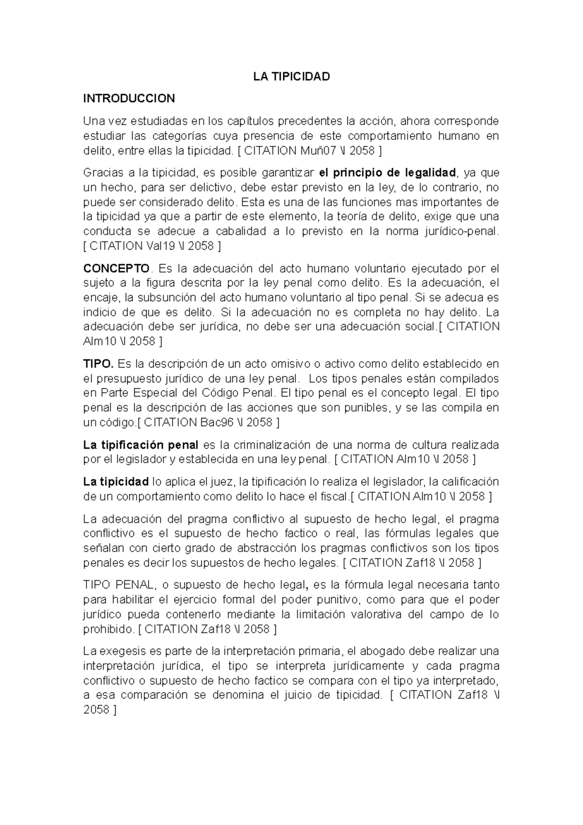 La Tipicidad La Tipicidad Introduccion Una Vez Estudiadas En Los