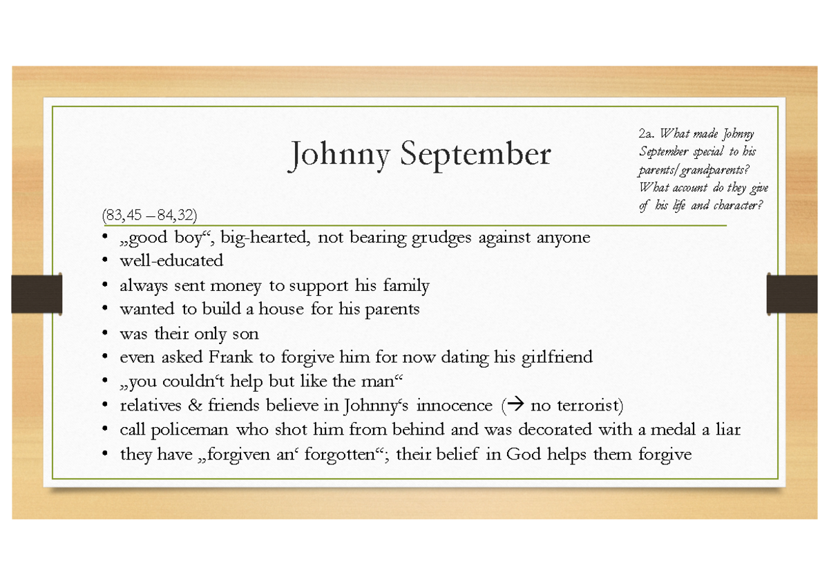 Looking for Johnny September - 2a. What made Johnny September special ...