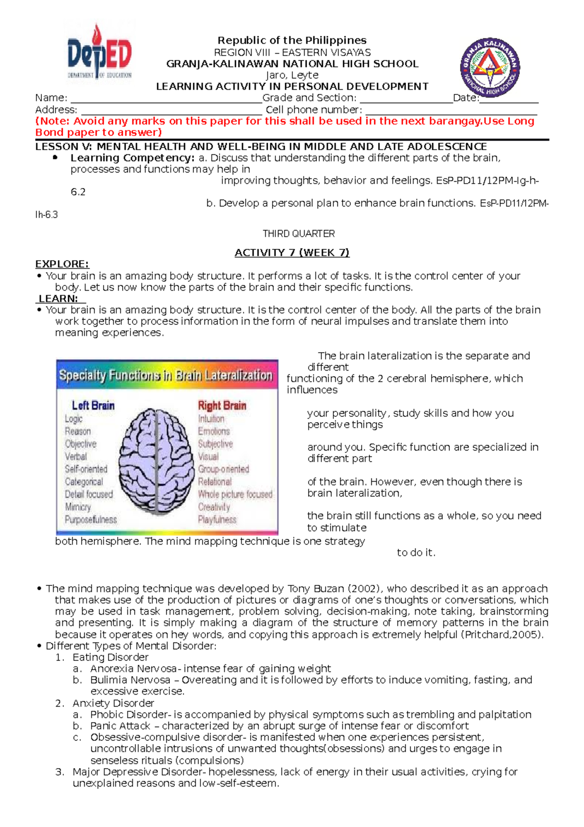 LAS Perdev WEEK 7 1 - General types of litersture - Republic of the Philippines REGION VIII ...