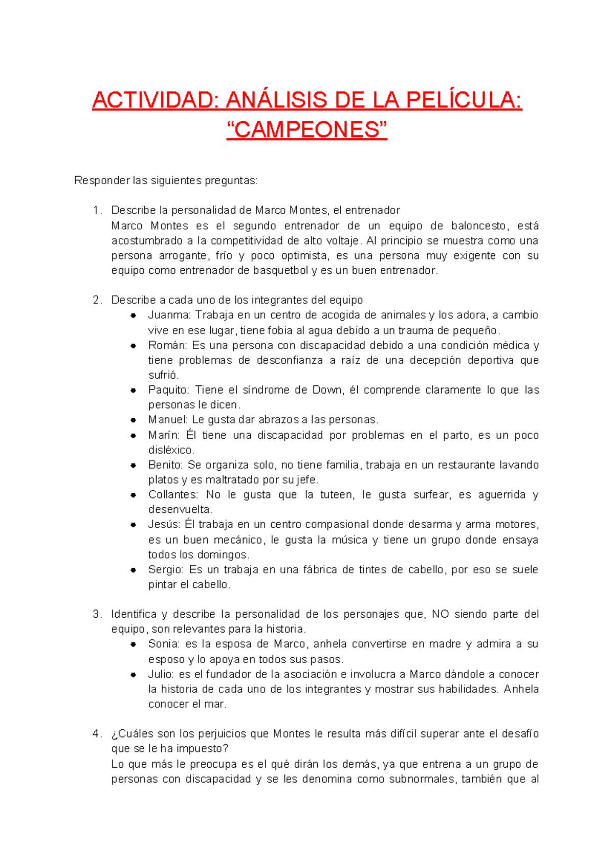 Pelicula Campeones - ACTIVIDAD: ANÁLISIS DE LA PELÍCULA: “CAMPEONES ...