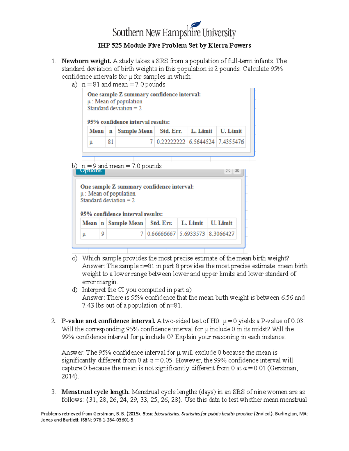 Week 5 Problem Set - IHP525 - SNHU - Studocu