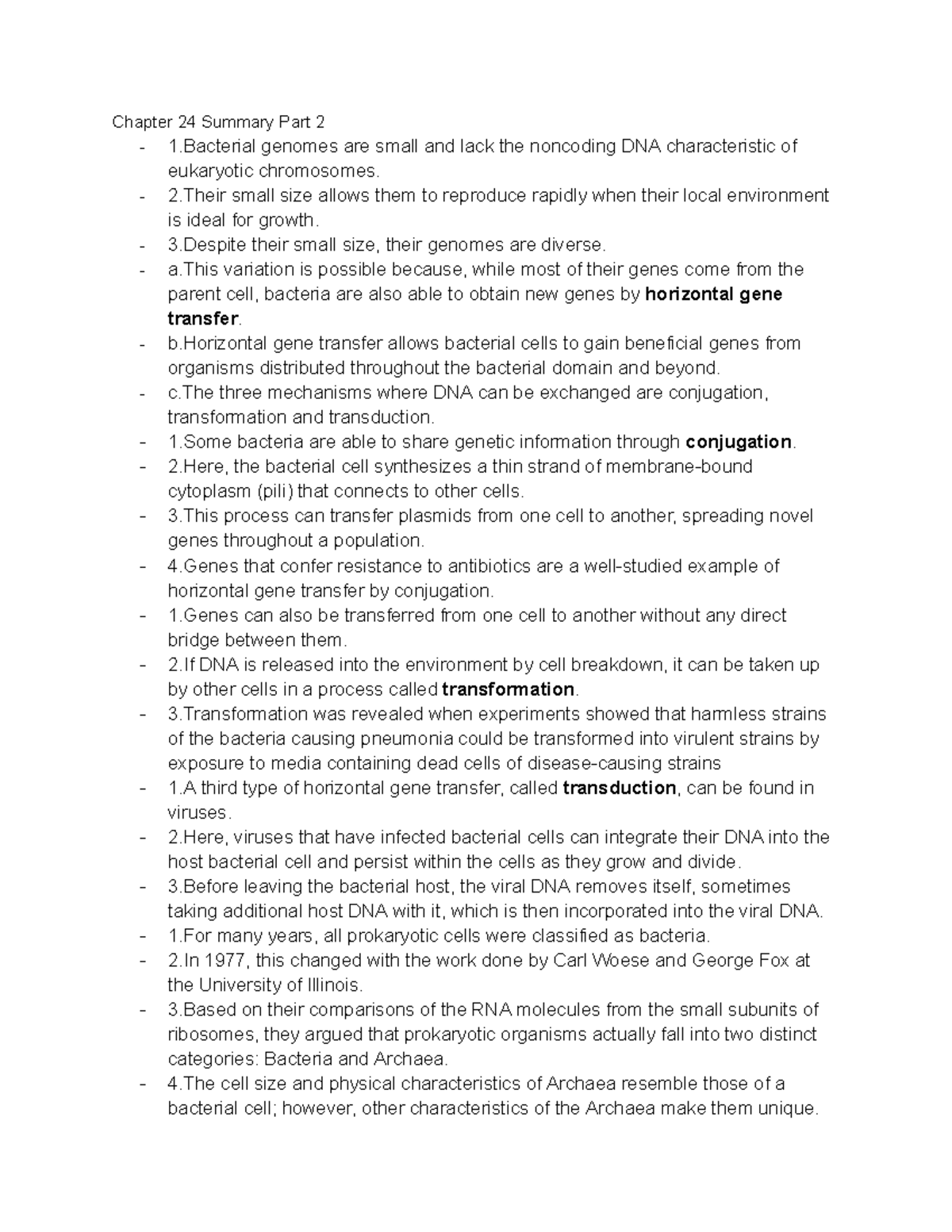 Chapter 24 Summary Part 2 - Chapter 24 Summary Part 2 - 1 genomes are ...